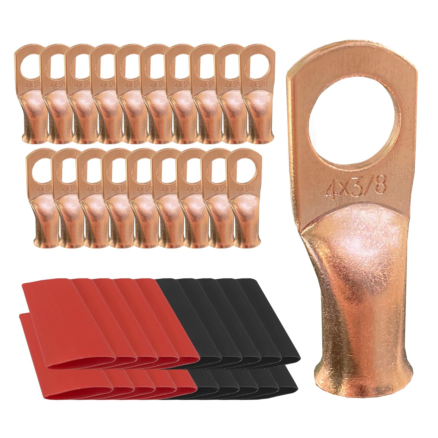 Amazon.com: 20pcs 4 AWG-3/8 Ring Battery Lugs, Copper Lugs, Battery ...