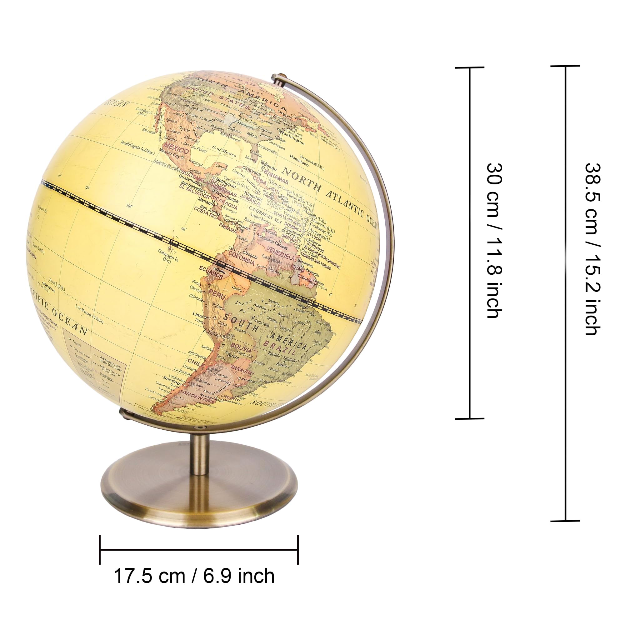 Snapklik.com : Exerz 12 World Globe Antique Globe Metal Arc And Base ...