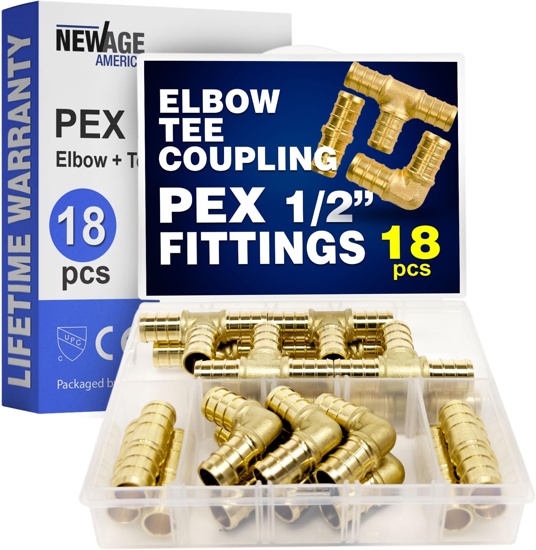 Amazon.com: Litorange 1/2 inch T PEX Tee & 90 Degree Elbow & Straight ...