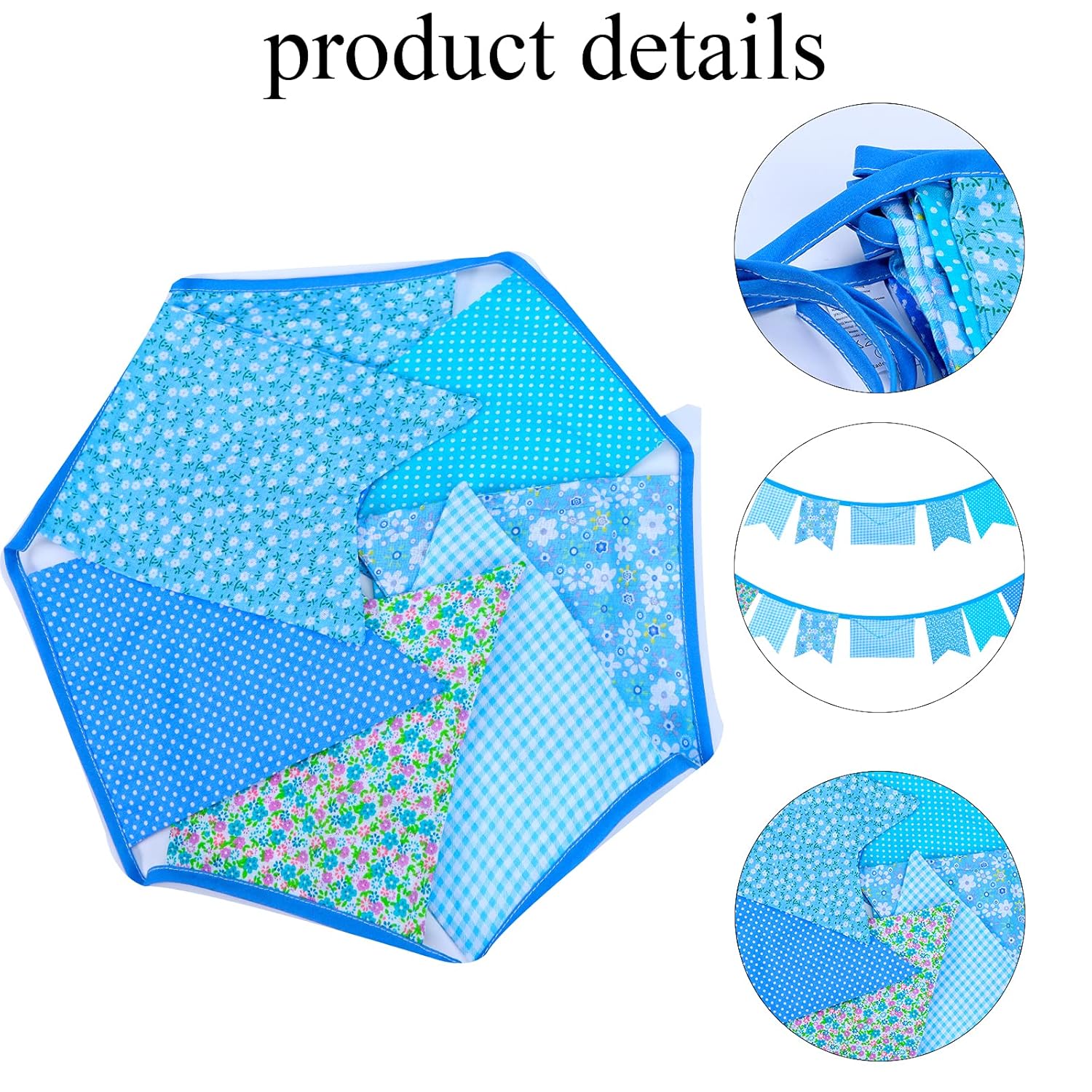 10 Feet Floral Bunting Banner Vintage Fabric Bunting Triangle Flag ...