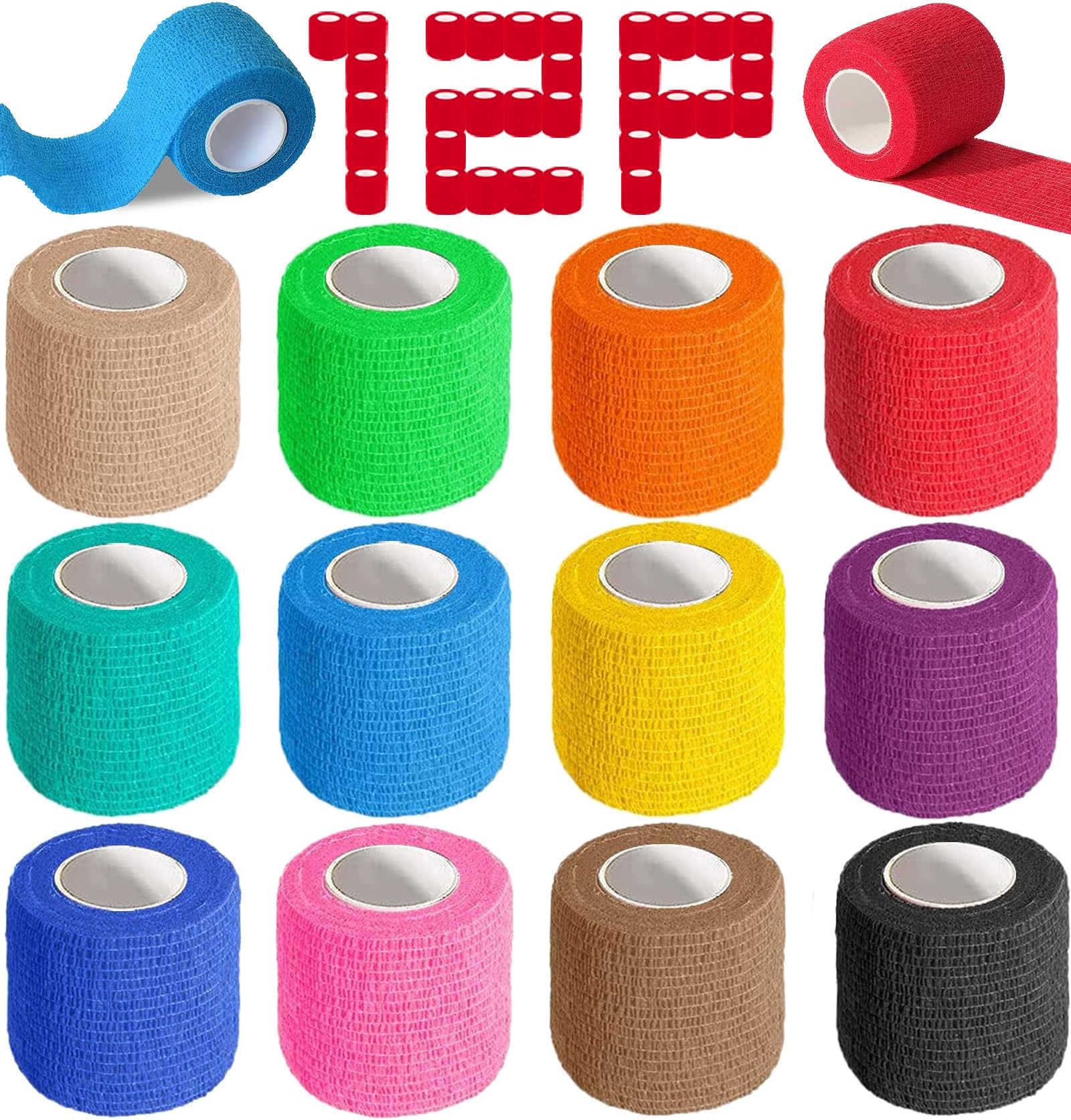 Amazon.com: YesBes 12 Pack Self Adhesive Bandage Wrap, 2" X 5 Yards ...