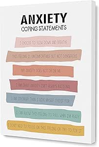 Amazon.com: Framed Canvas Wall Art, Anxiety Coping Statement, 12 x 15 ...