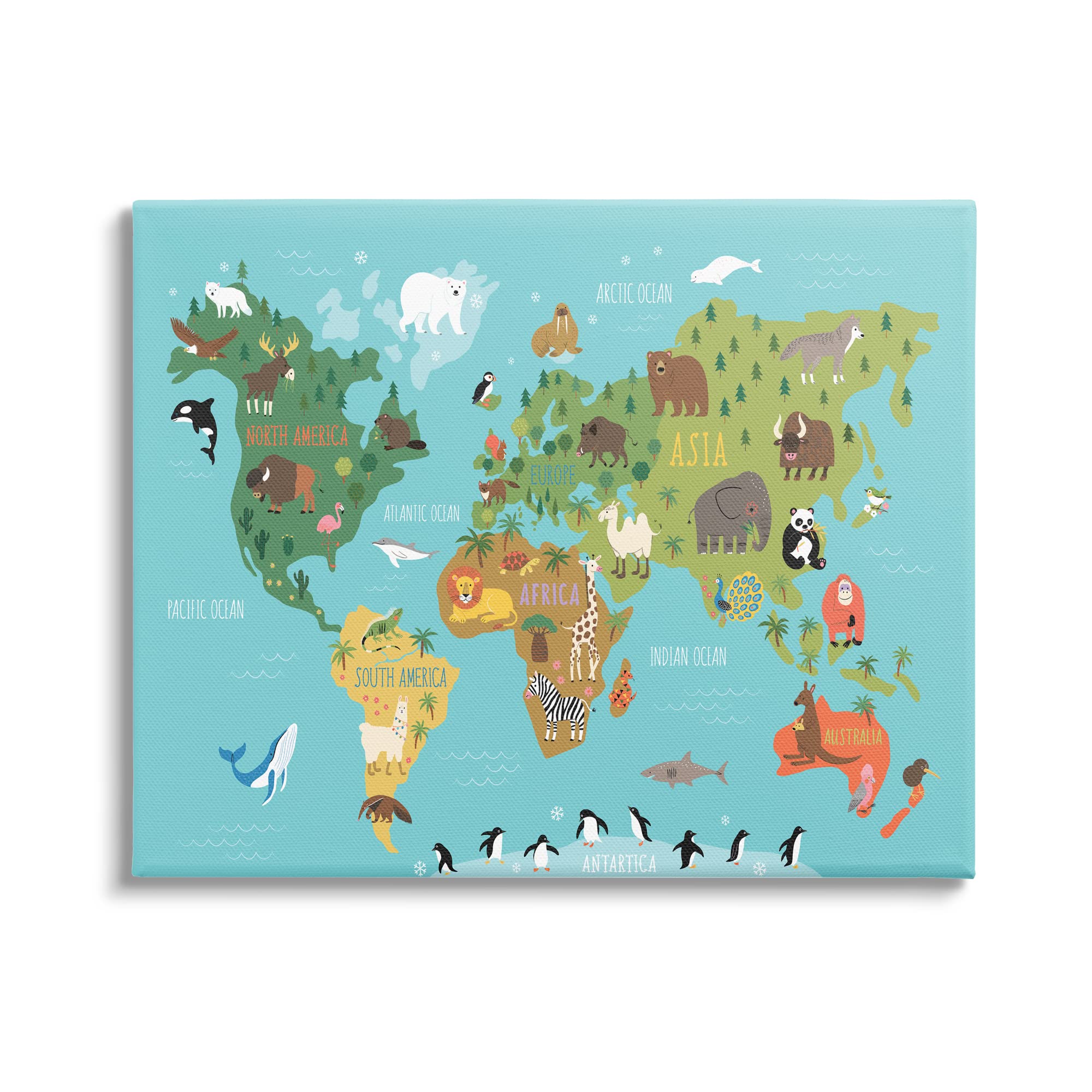 Amazon.com: Stupell Industries Country Animals World Map Continents ...