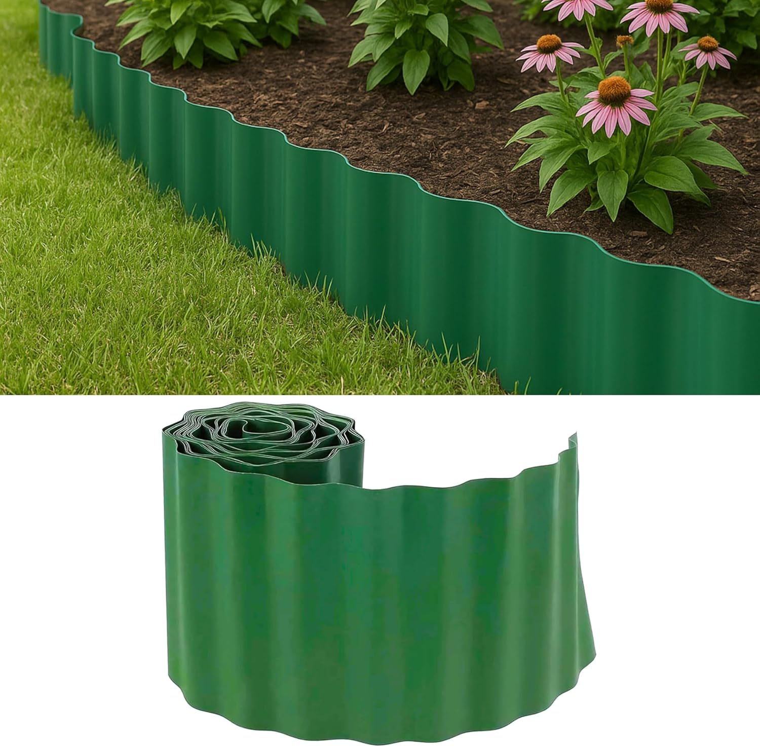 ADEPTNA Green Garden Border Edging Roll 9M x 15CM – Flexible & Durable ...