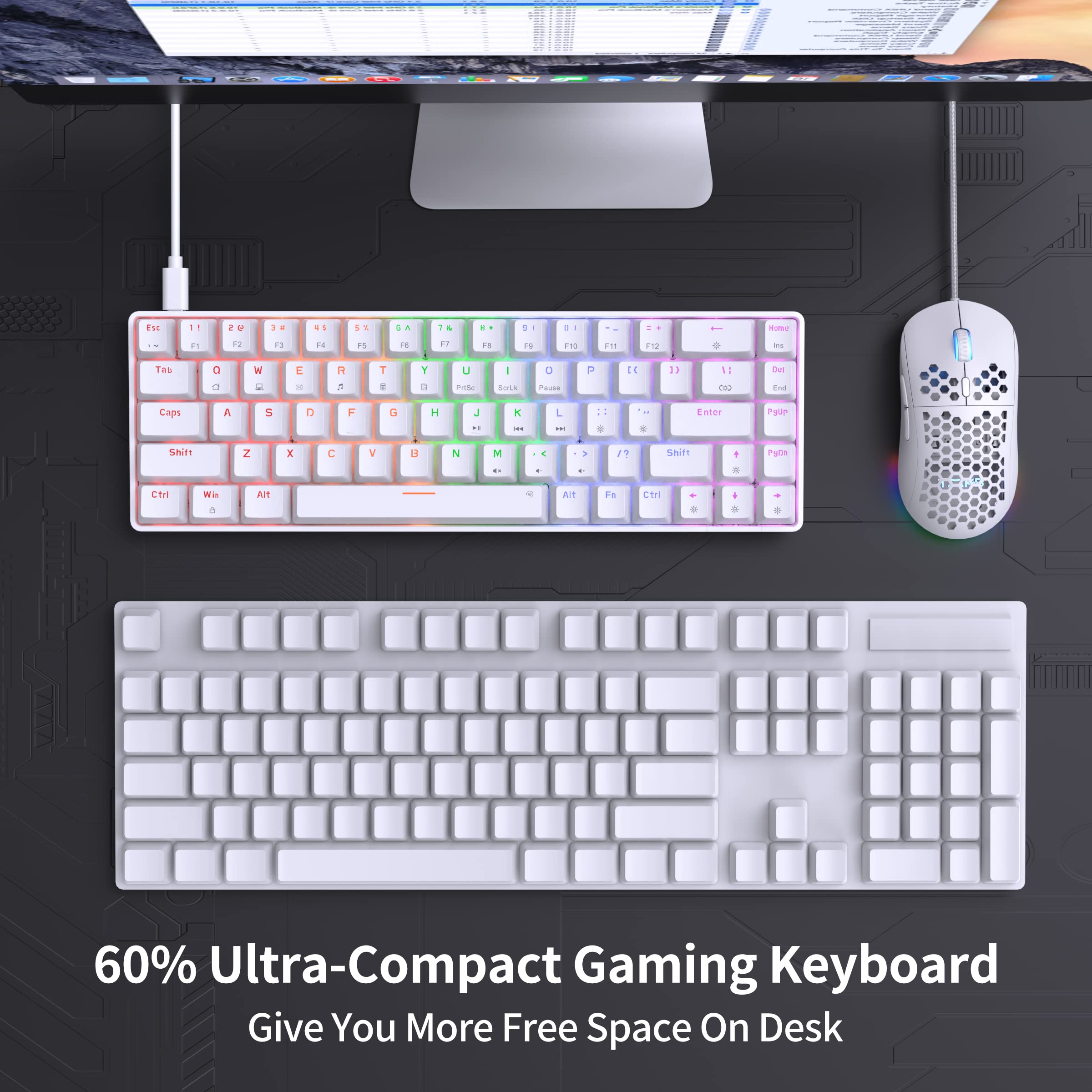 Snapklik.com : DIERYA T68SE Mechanical Gaming Keyboard, LED-Backlit Wired Keyboard, Ultra ...