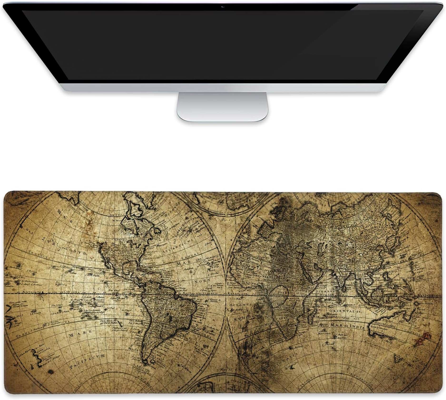 Amazon.com: Large Mouse Pad Retro Map Extended Gaming Mouse Pad Non ...