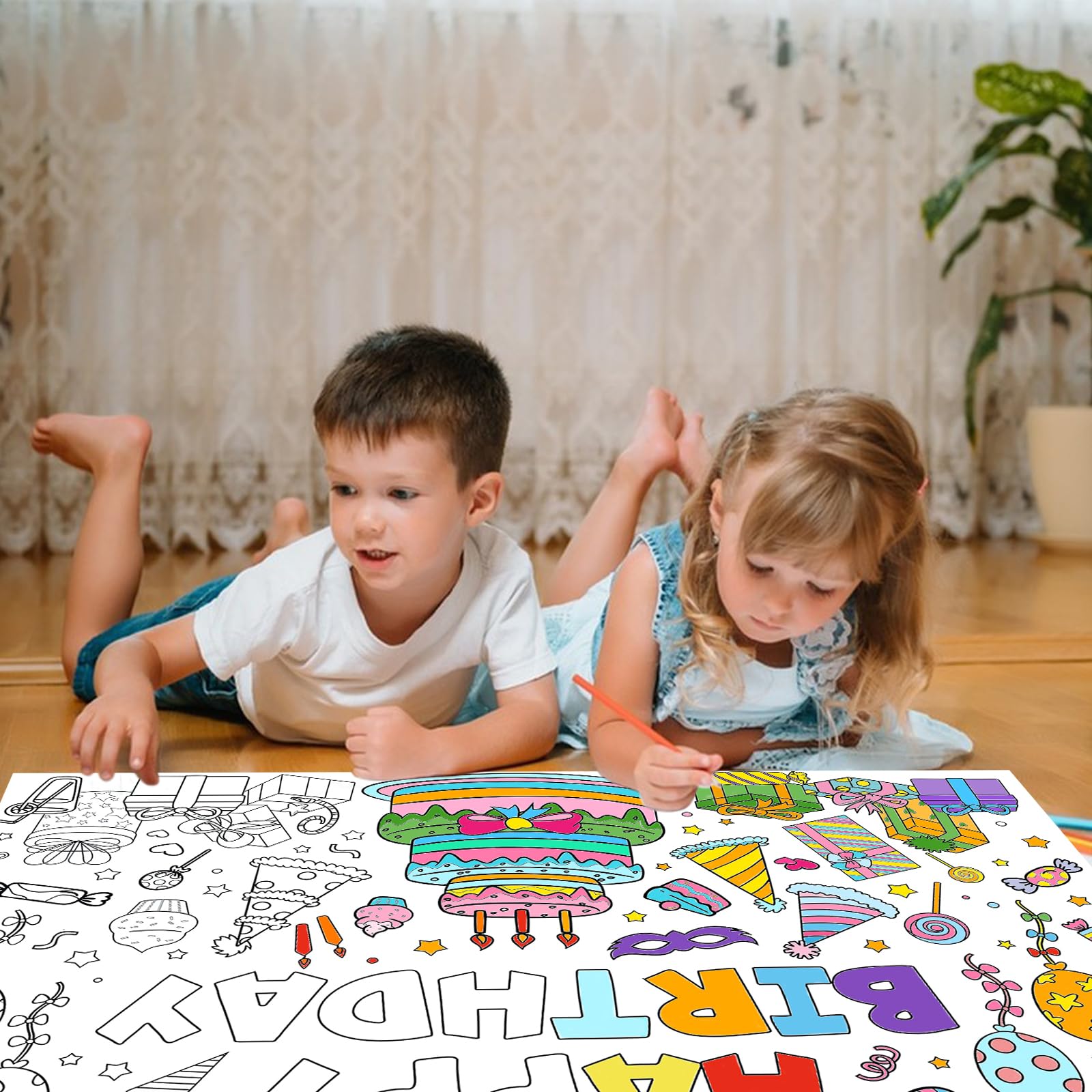 Snapklik.com : Happy Birthday Coloring Poster, Giant Coloring Poster ...