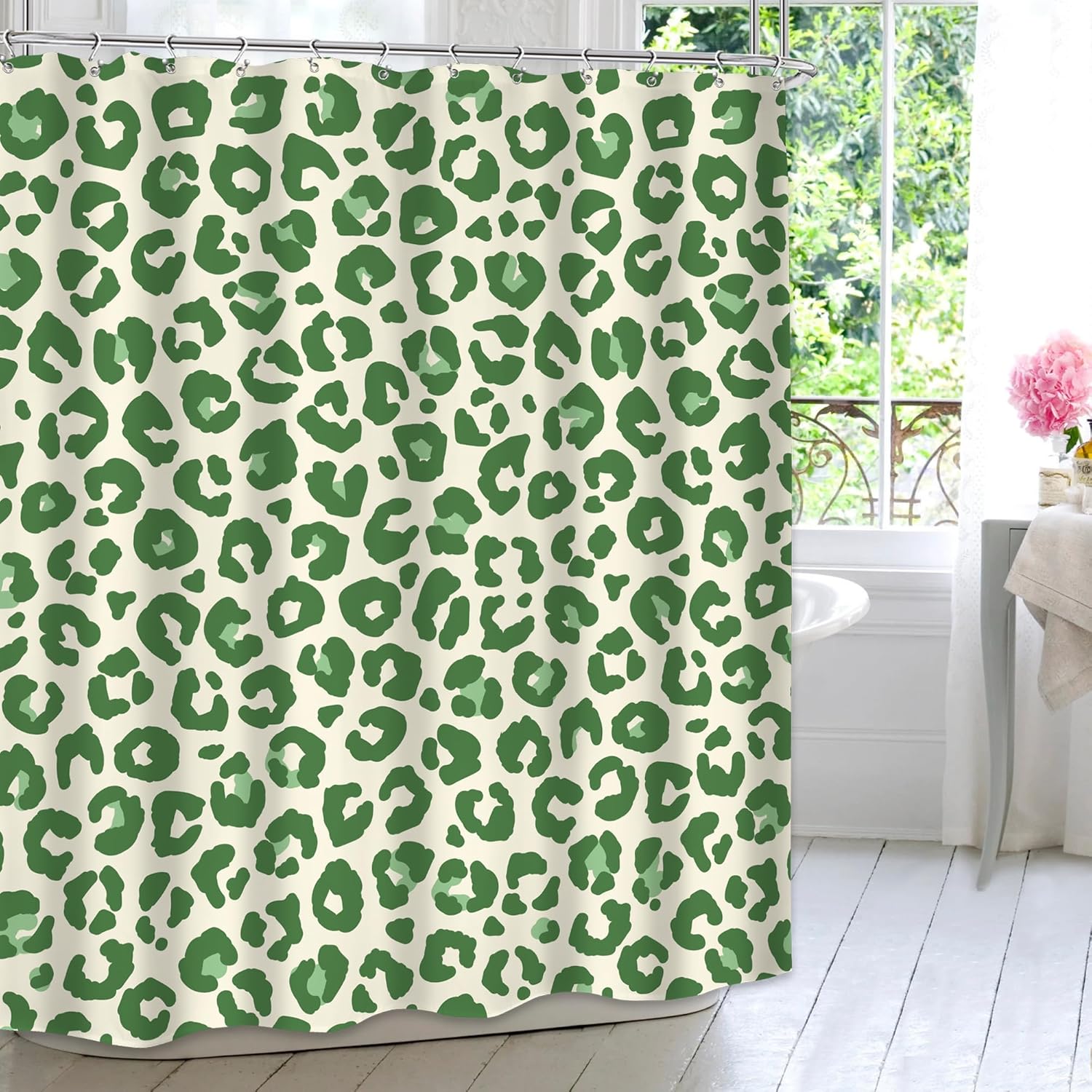 Amazon.com: MESHELLY Green Leopard Print Shower Curtain 60Wx72H Cute ...