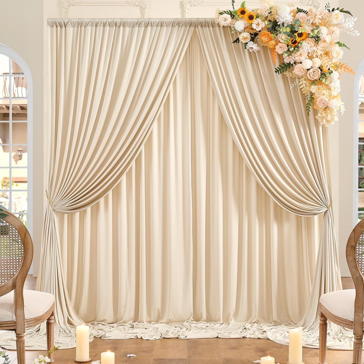 Amazon.com: 10ft x 10ft Wrinkle Free Beige Backdrop Curtains for ...