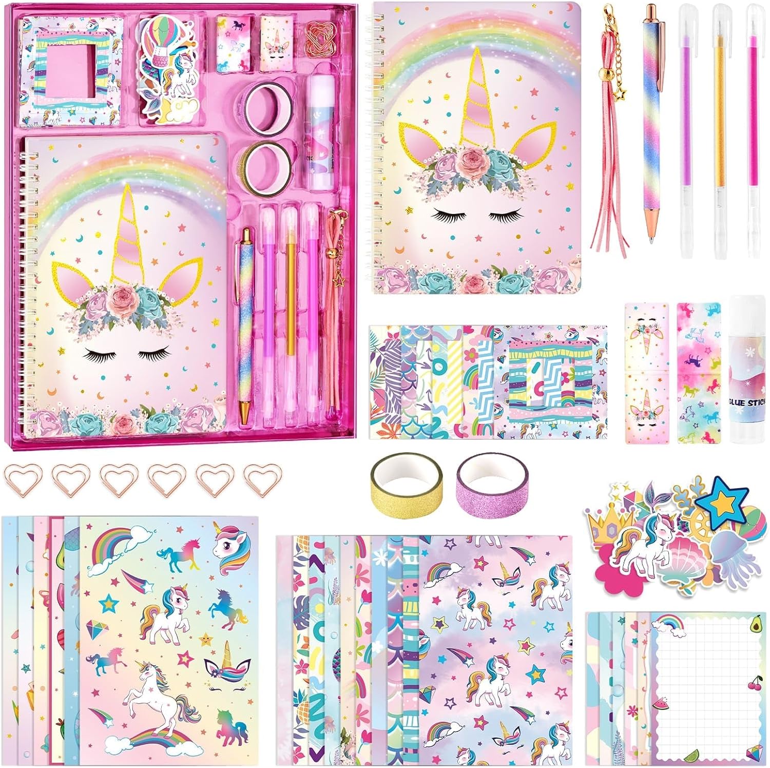 Amazon.com: DIY Journal Kit for Girls - 66 Pcs Kids Unicorn Diary Set ...