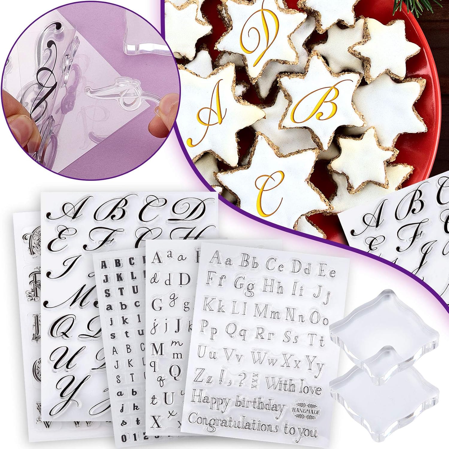 Amazon.com: 5 Pieces Alphabet Cake Stamp Tool Alphabet and Numbers ...