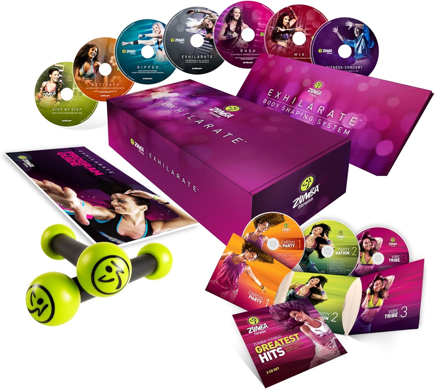 Zumba Fitness Exhilarate Coffret 7 DVD + 3 CD Inclus les 2 haltères et ...
