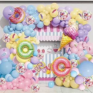 Amazon.com: 520PCS Pastel Donut Balloon Arch Garland Kit, with Pastel Rainbow Balloon,Ice Cream ...
