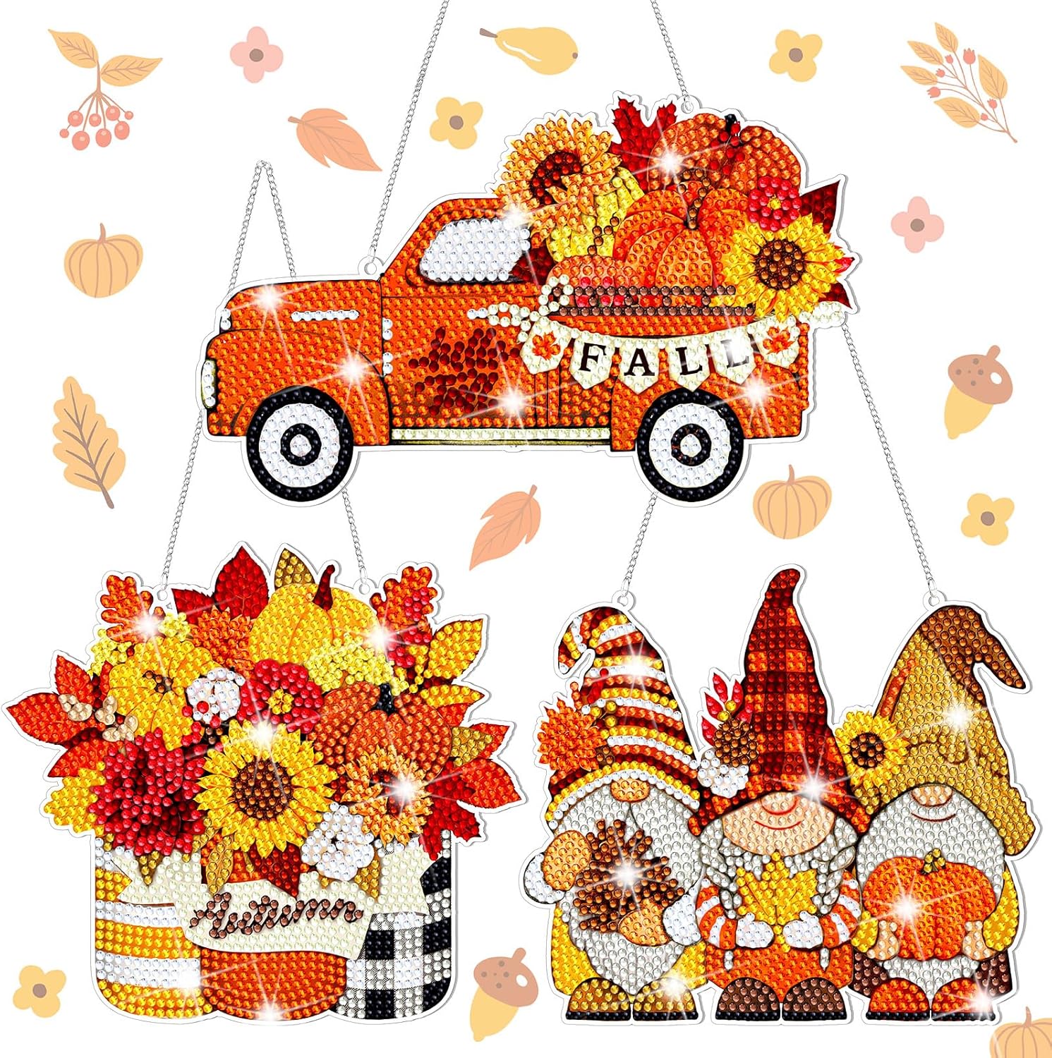 Amazon.com: Memorywuu 3 Pcs Thanksgiving Diamond Art Kits Fall Door ...