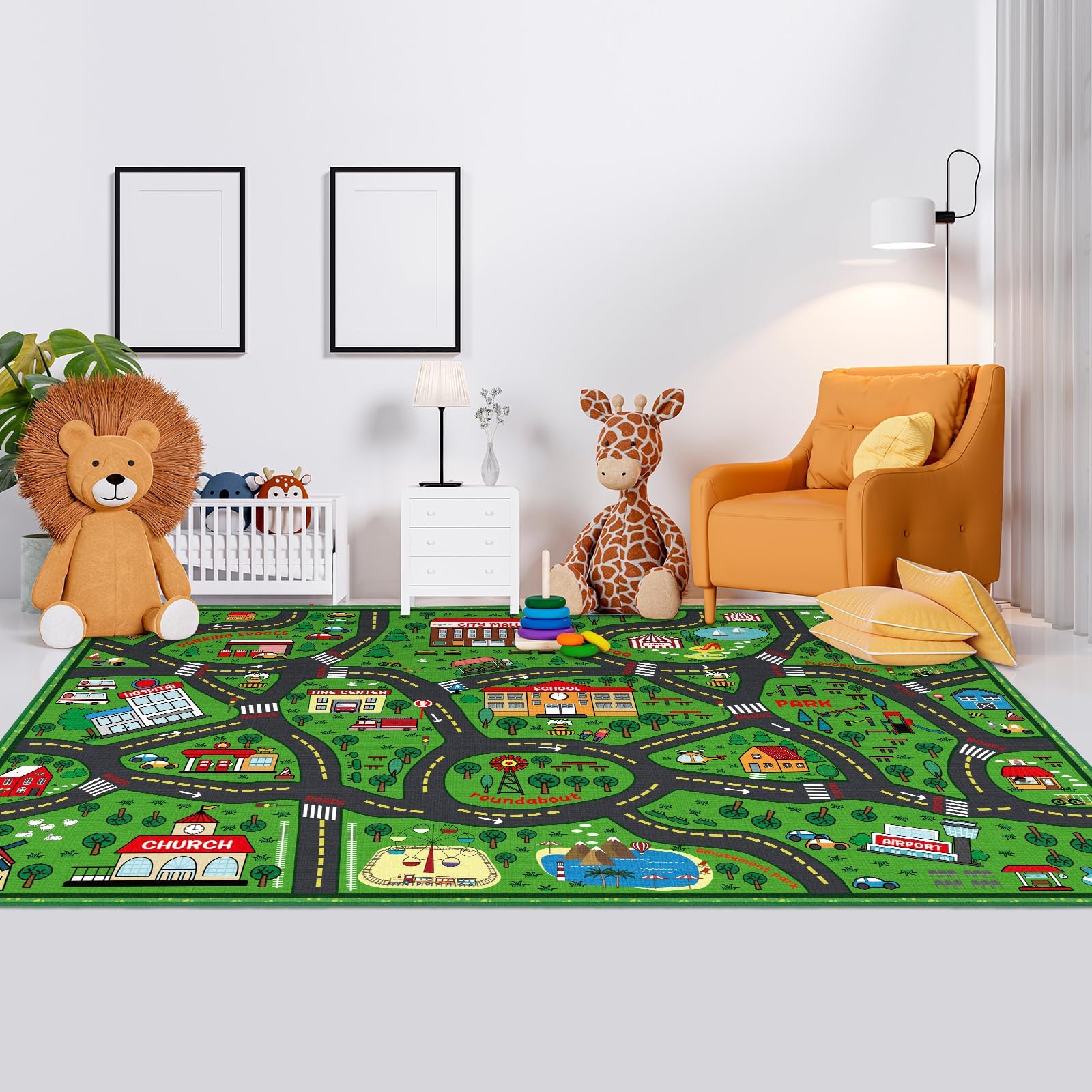 Amazon.com: Tinideya Kids Carpet Playmat Rug 6 x 9 Ft Player Car Rug ...