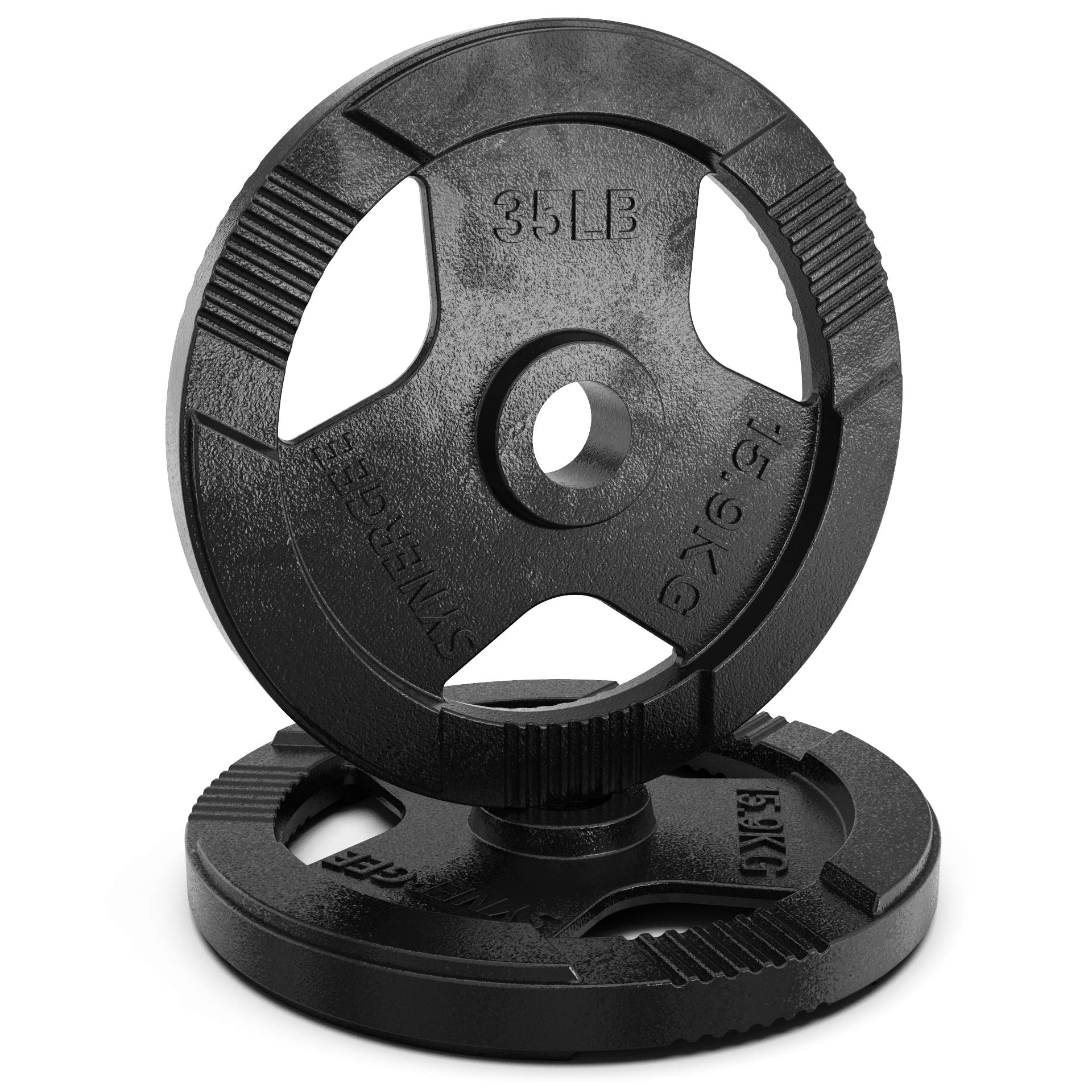 Synergee Cast Iron Weight Plates with 2” Opening for Bodybuilding ...