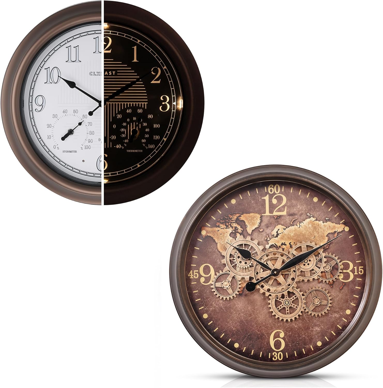 Amazon.com: CLXEAST 24 Inch Large Wall Clock with Moving Gears 18 Inch ...