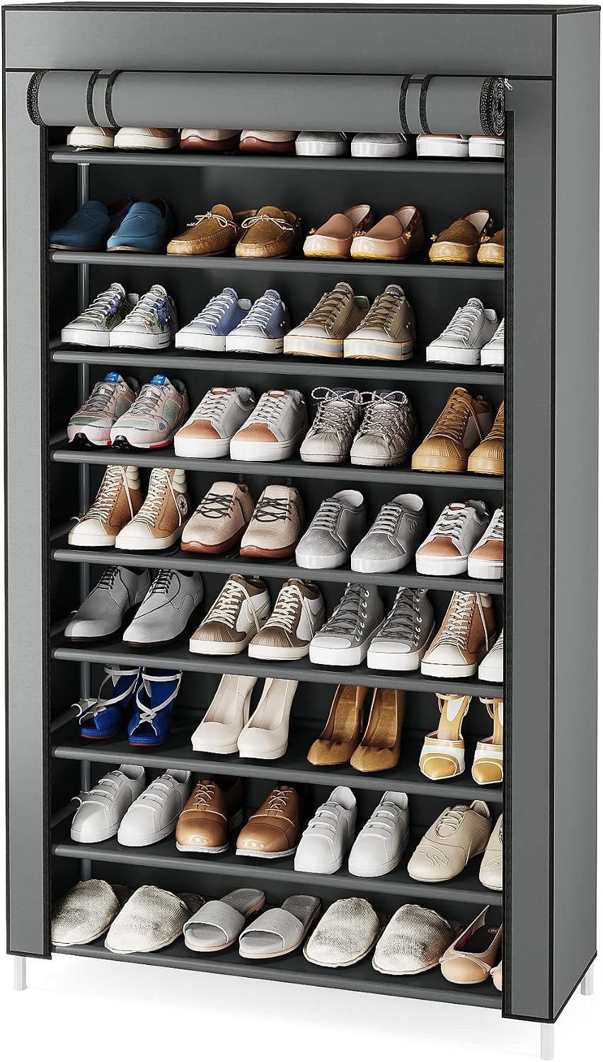 Amazon.com: Tribesigns 10 Tier Shoes Rack with Cover, Shoes Racks ...
