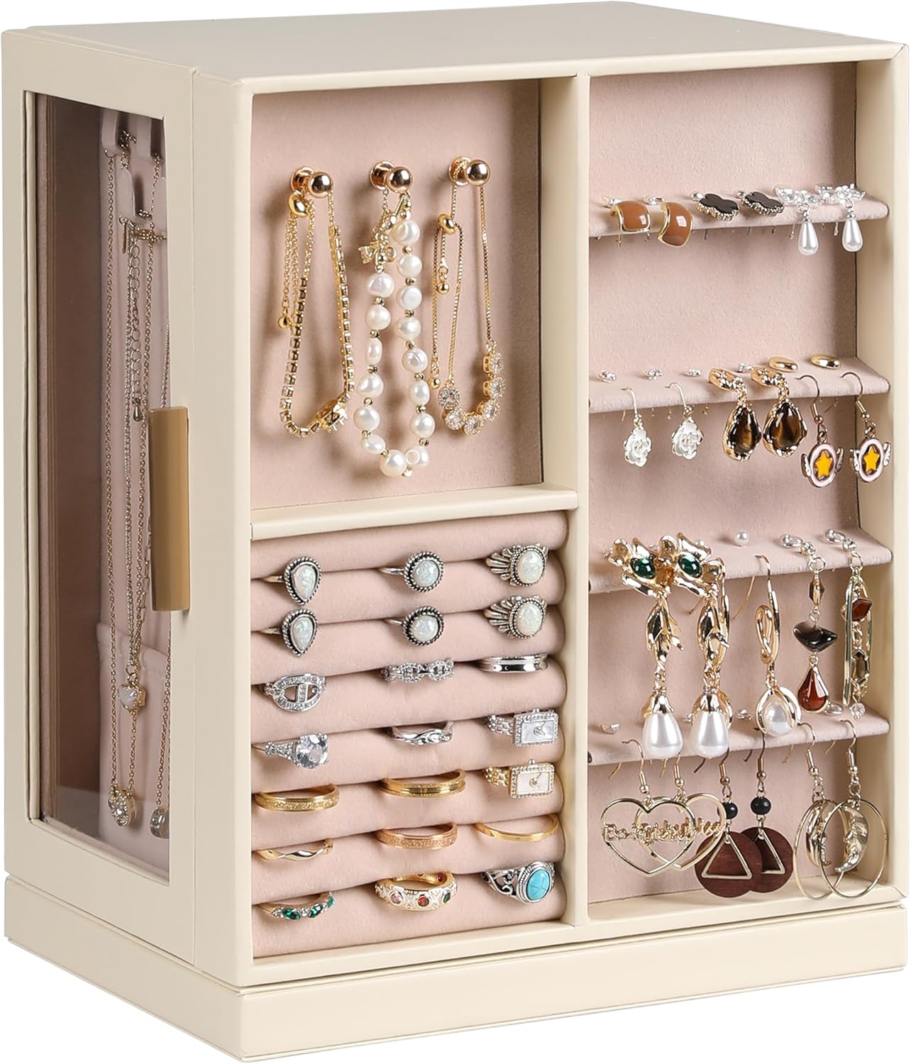 Amazon.com: Frebeauty 360° Rotating Jewelry Box,PU Leather Jewelry ...