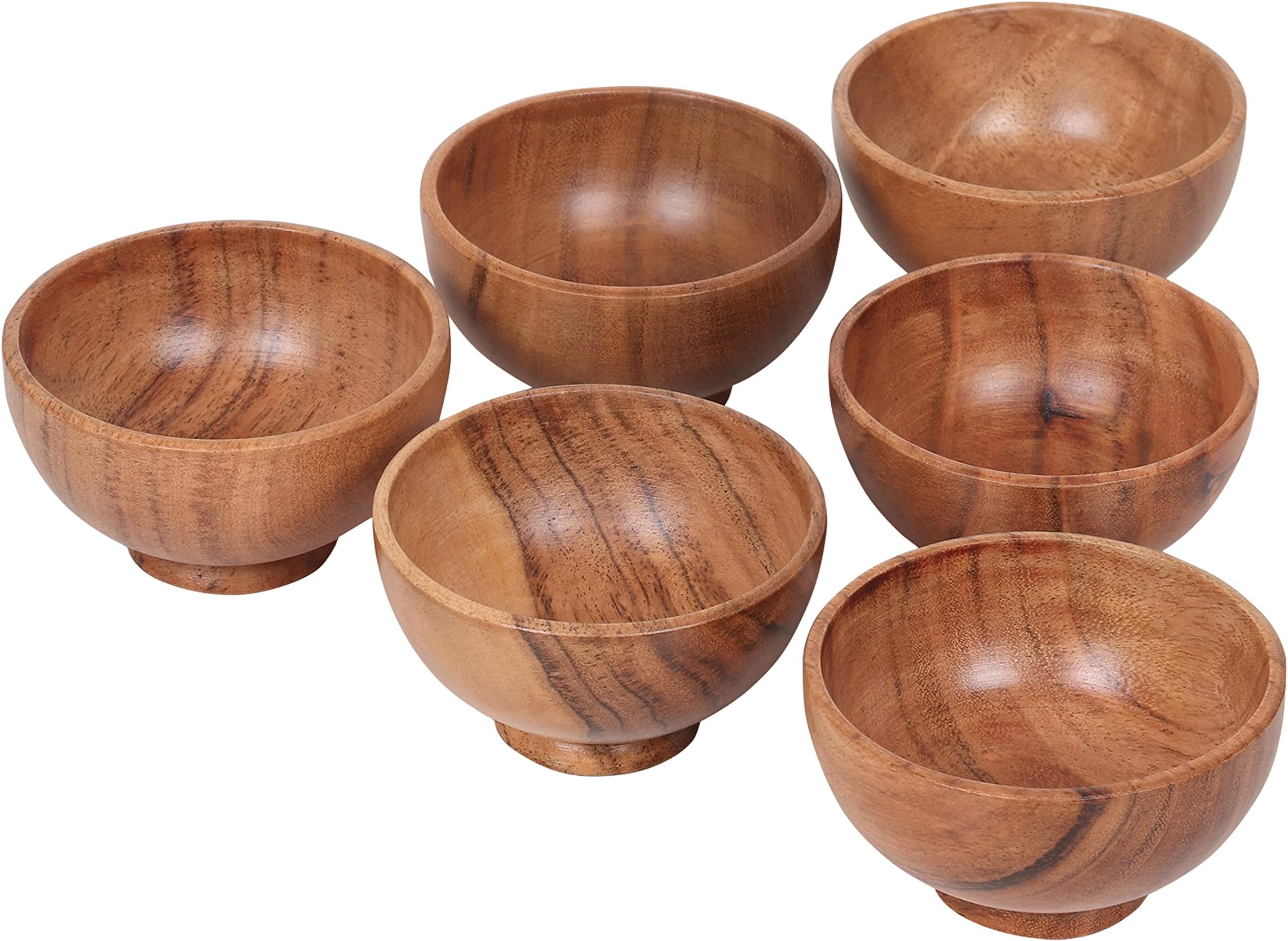 Amazon.com: cintika Hand-Carved Set of 4 Acacia Calabash Bowls with ...