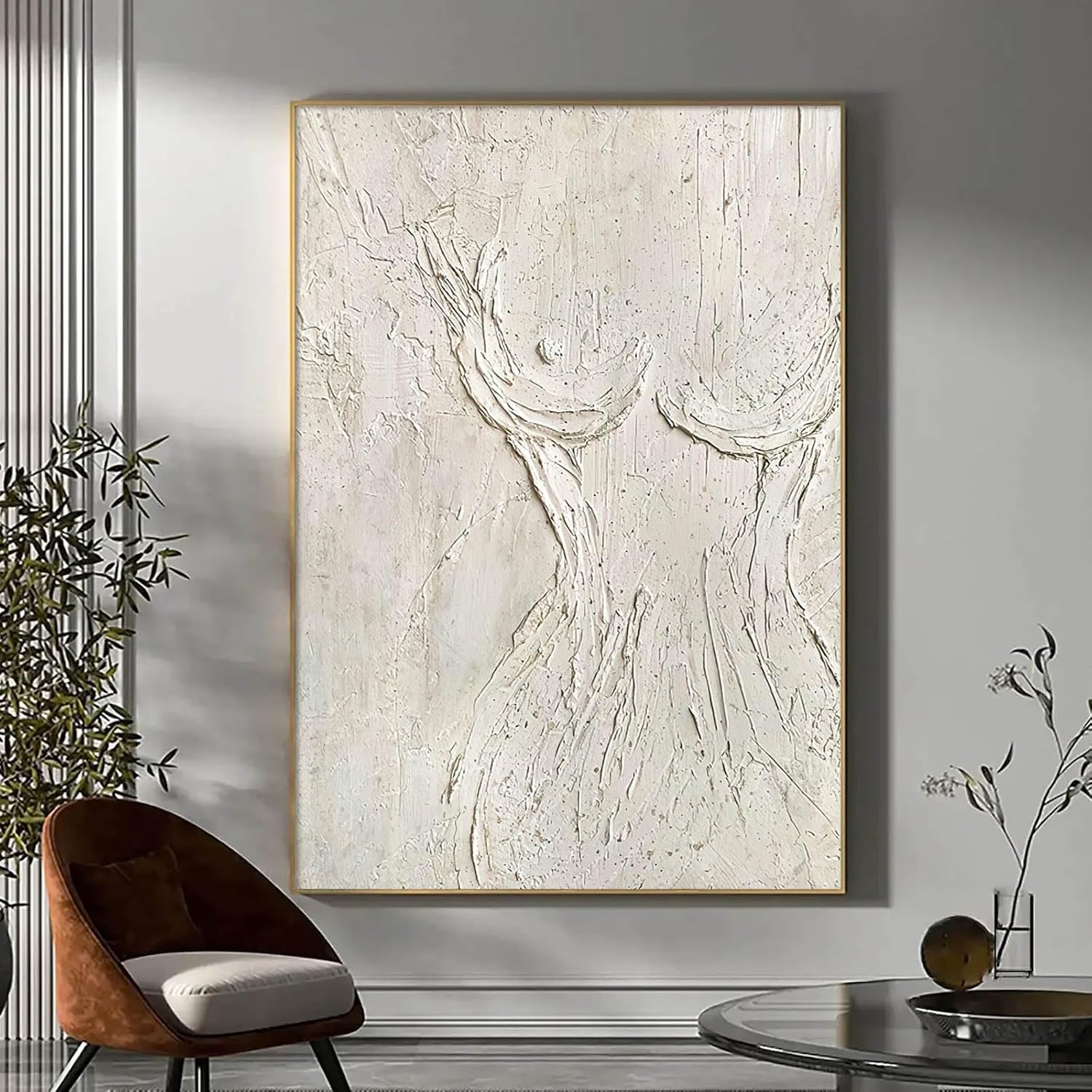 Abstract Wall Art Women Body Textured Wall Art White Abstract Painting ...