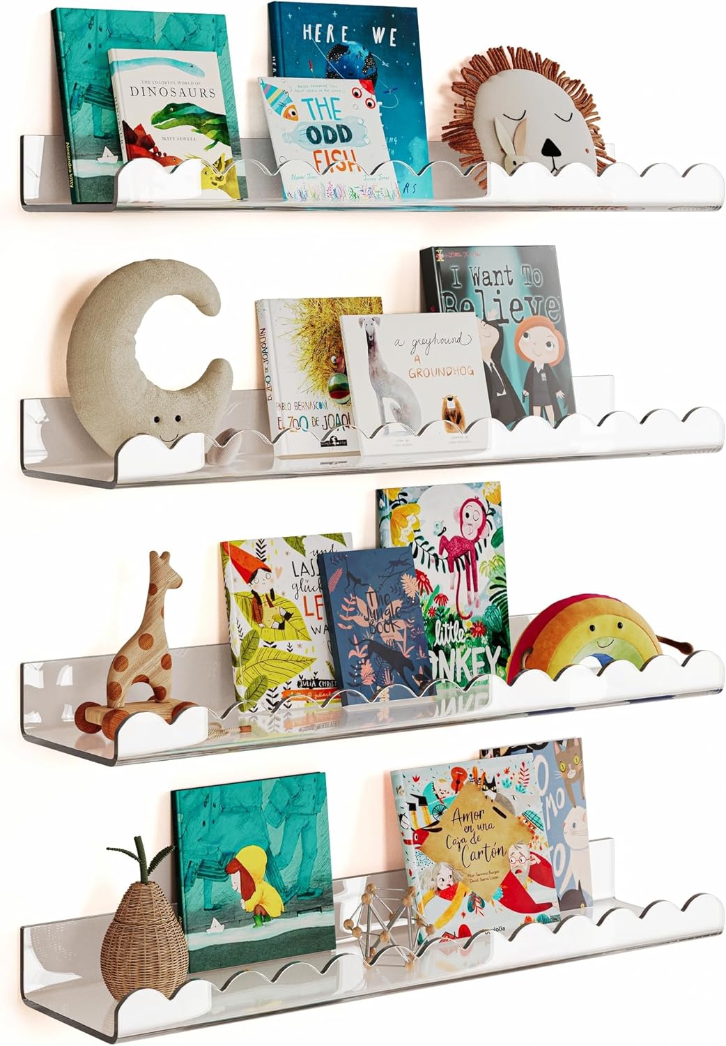 Amazon.com: G&W Gruwald 4 Pack Clear 15.7 Inches Acrylic Book Shelf for ...