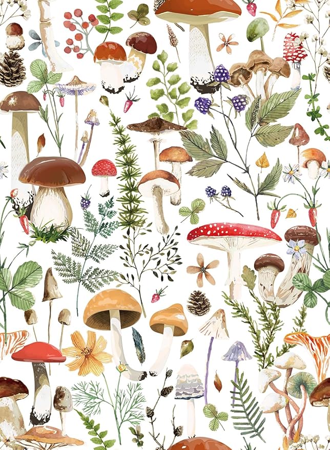 Amazon.com: Self Adhesive Botanical Mushroom Shelf Liner Contact Paper ...