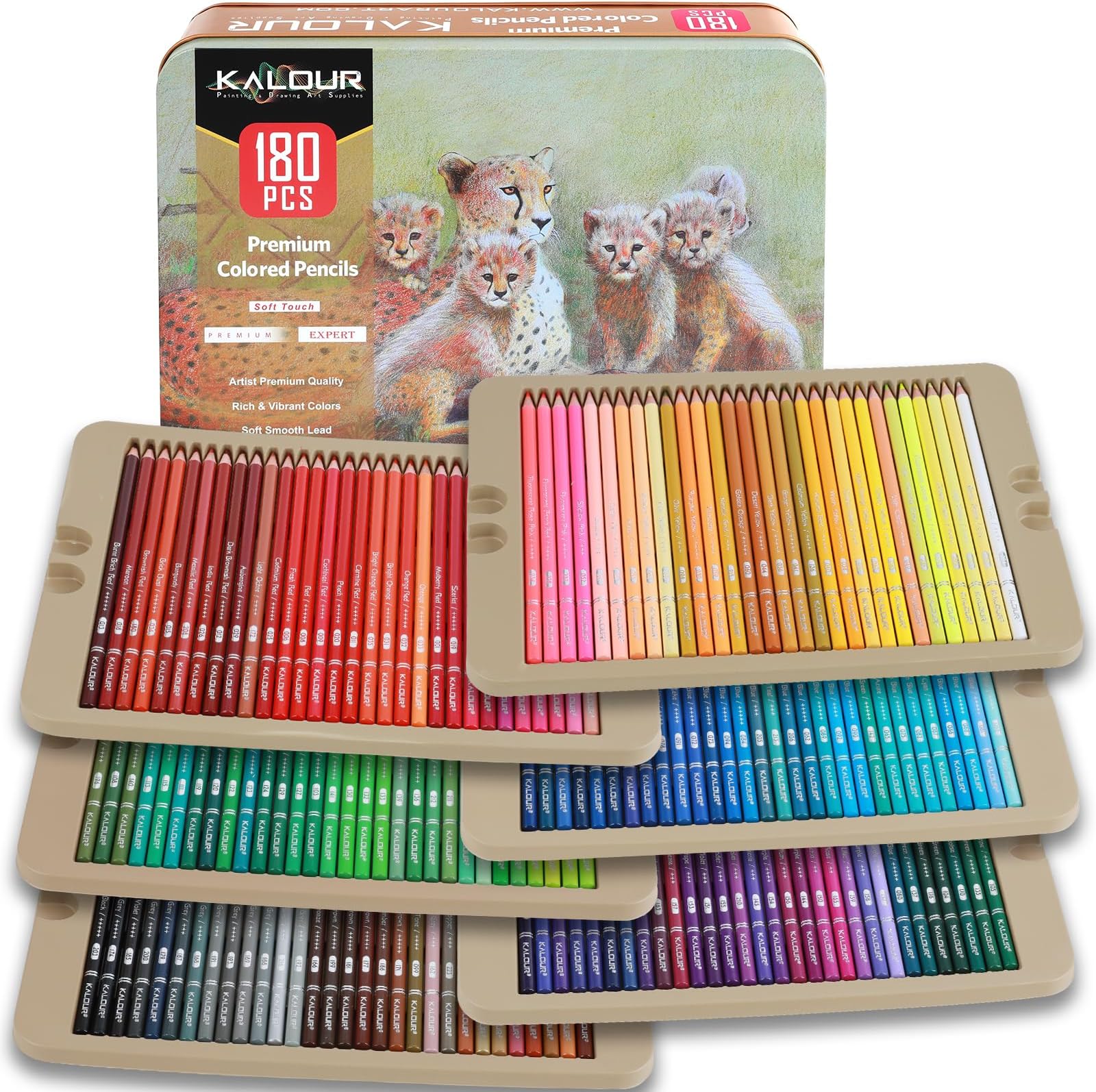 Amazon.com: KALOUR PDAS 180 Colored Pencil Set for Adults & Artists ...