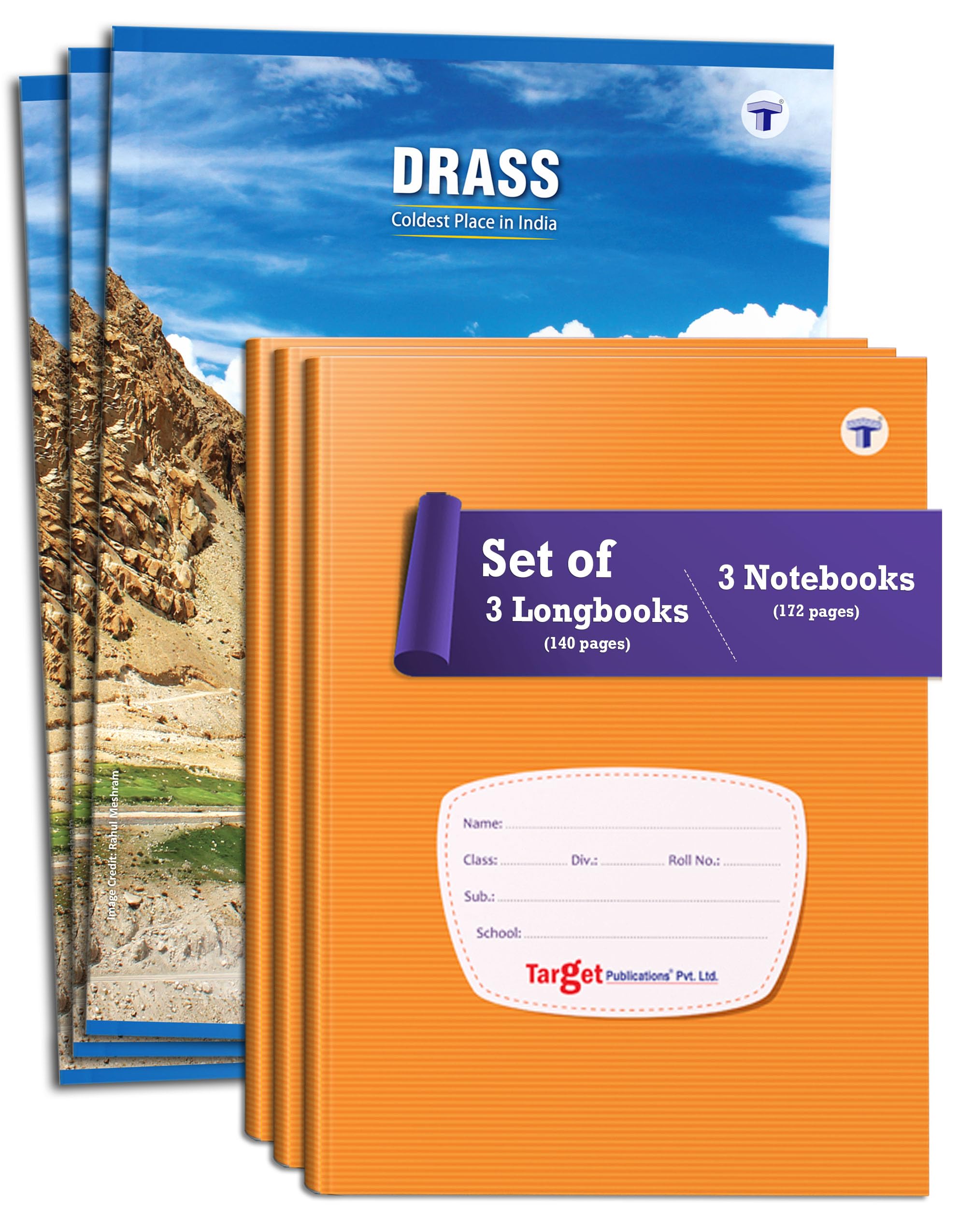 TARGET PUBLICATIONS Single Line 3 Small Notebooks of 172 Ruled Pages ...