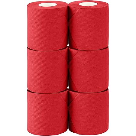 Amazon.com: Mondo Medical 6 Pack of Red Toilet Paper Rolls - 3 Ply Red ...