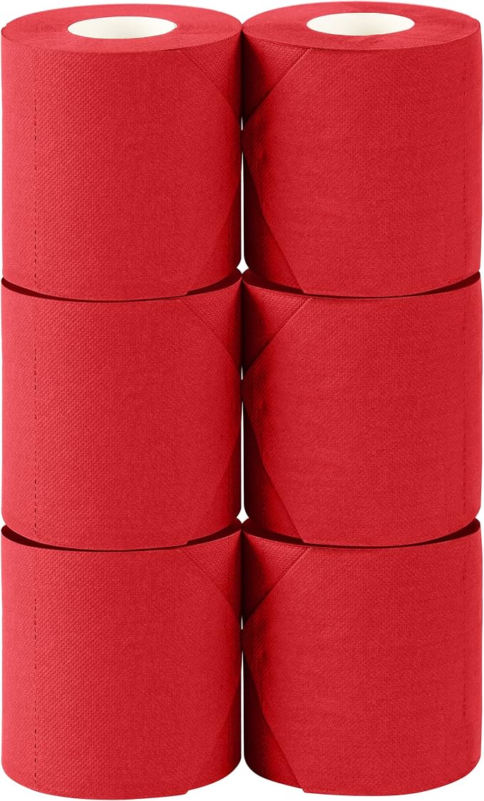 Amazon.com: Mondo Medical 6 Pack of Red Toilet Paper Rolls - 3 Ply Red ...