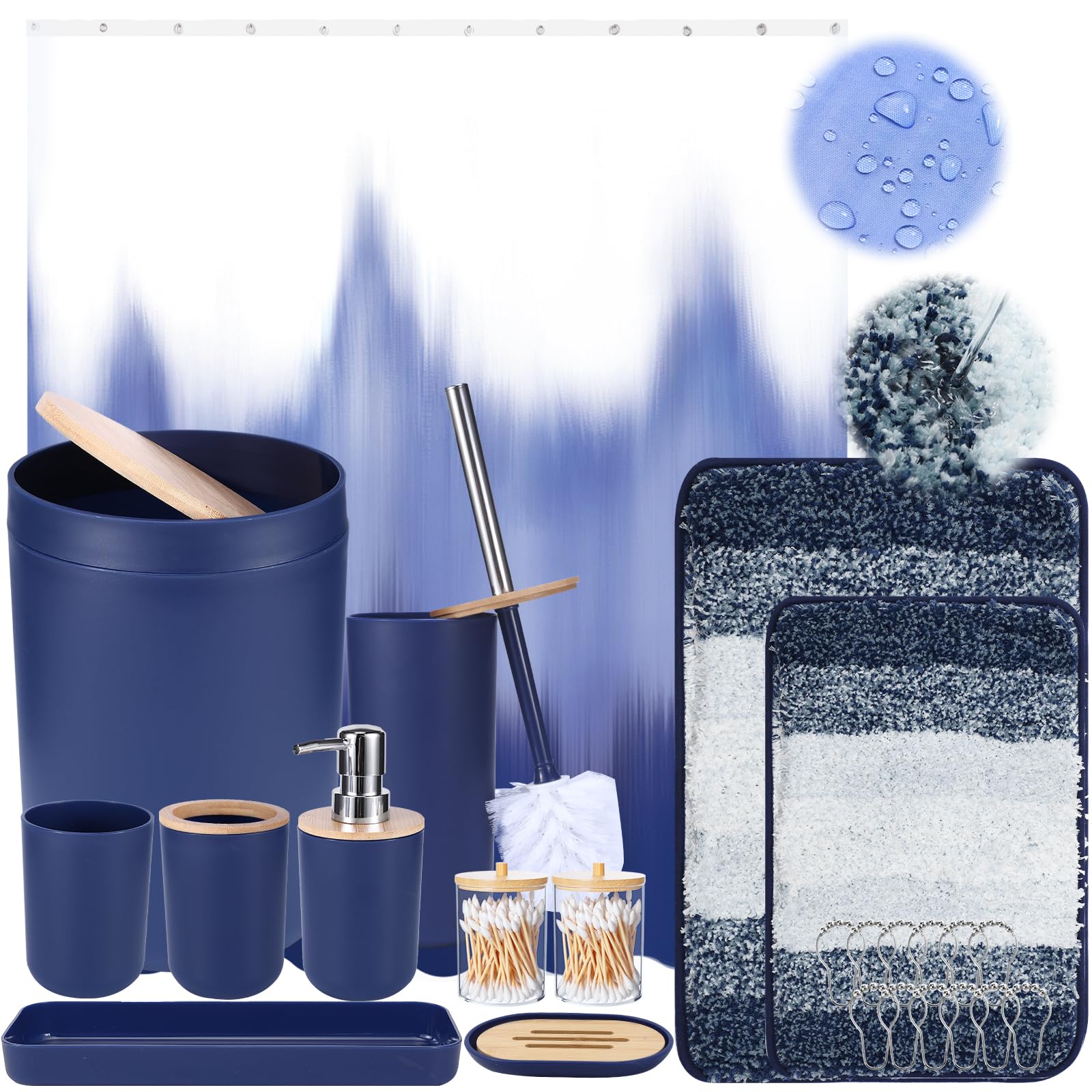 Amazon.com: iMucci Bathroom Accessories Navy Blue Bathroom Sets with ...