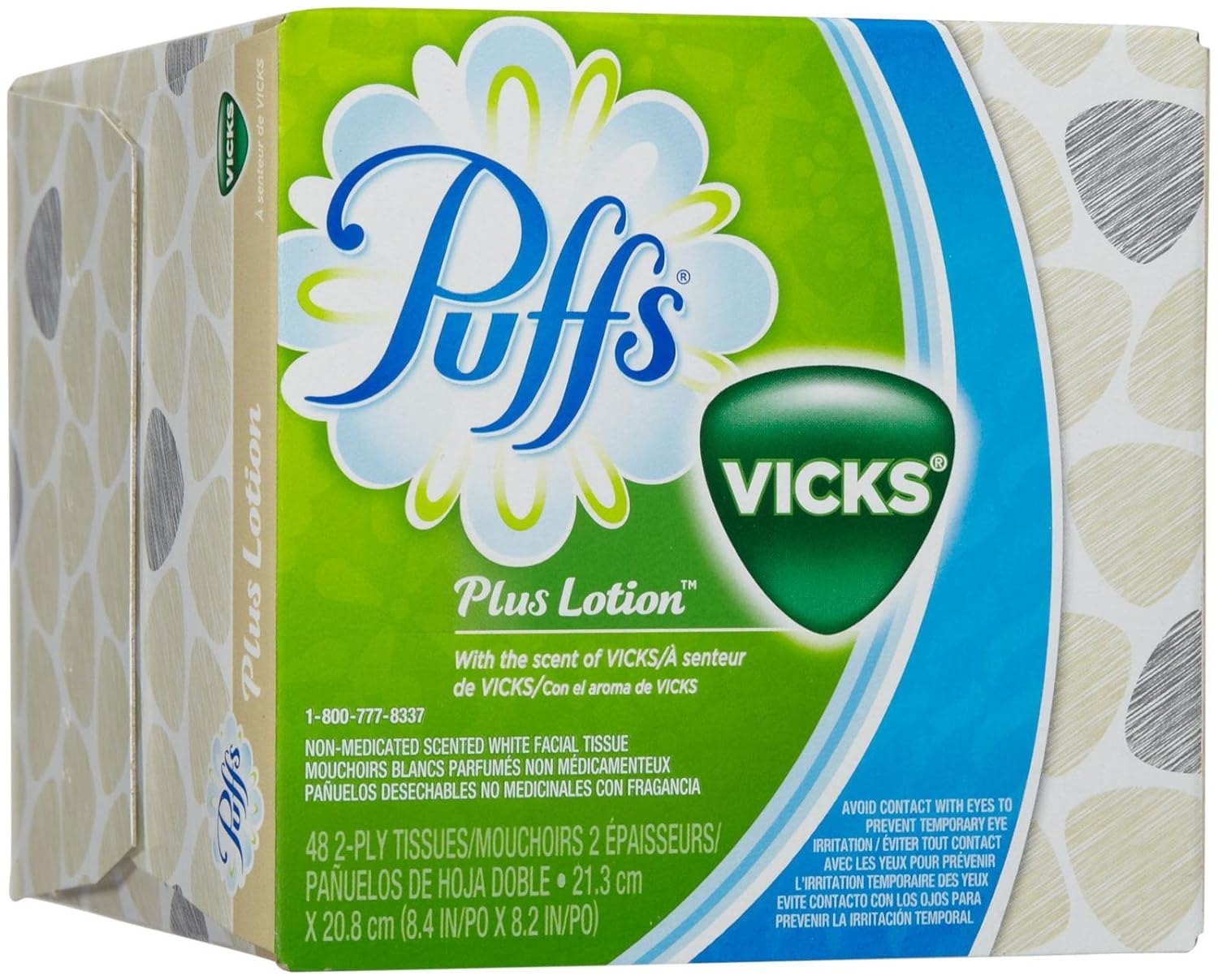 Amazon.com: Puffs Plus Lotion with Vicks Facial Tissues, 1 Cube Box, 48 ...