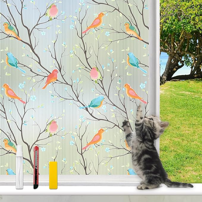 Amazon.com: Countewol Bird Window Film Upgraded Reusable Stained Glass ...