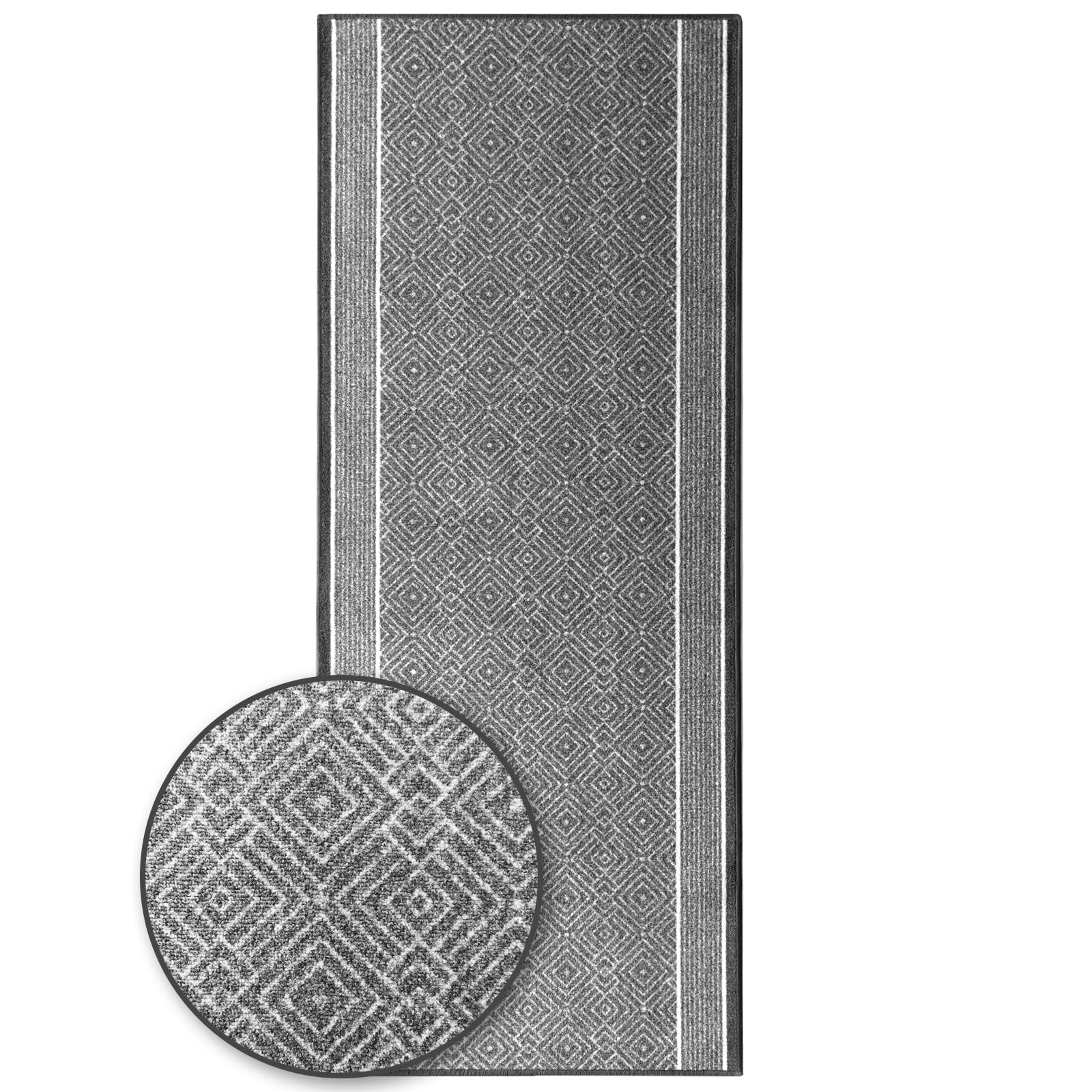 KARAT Premium Carpet Runner with Pattern - 80 x 450 cm, Silver - Modern ...