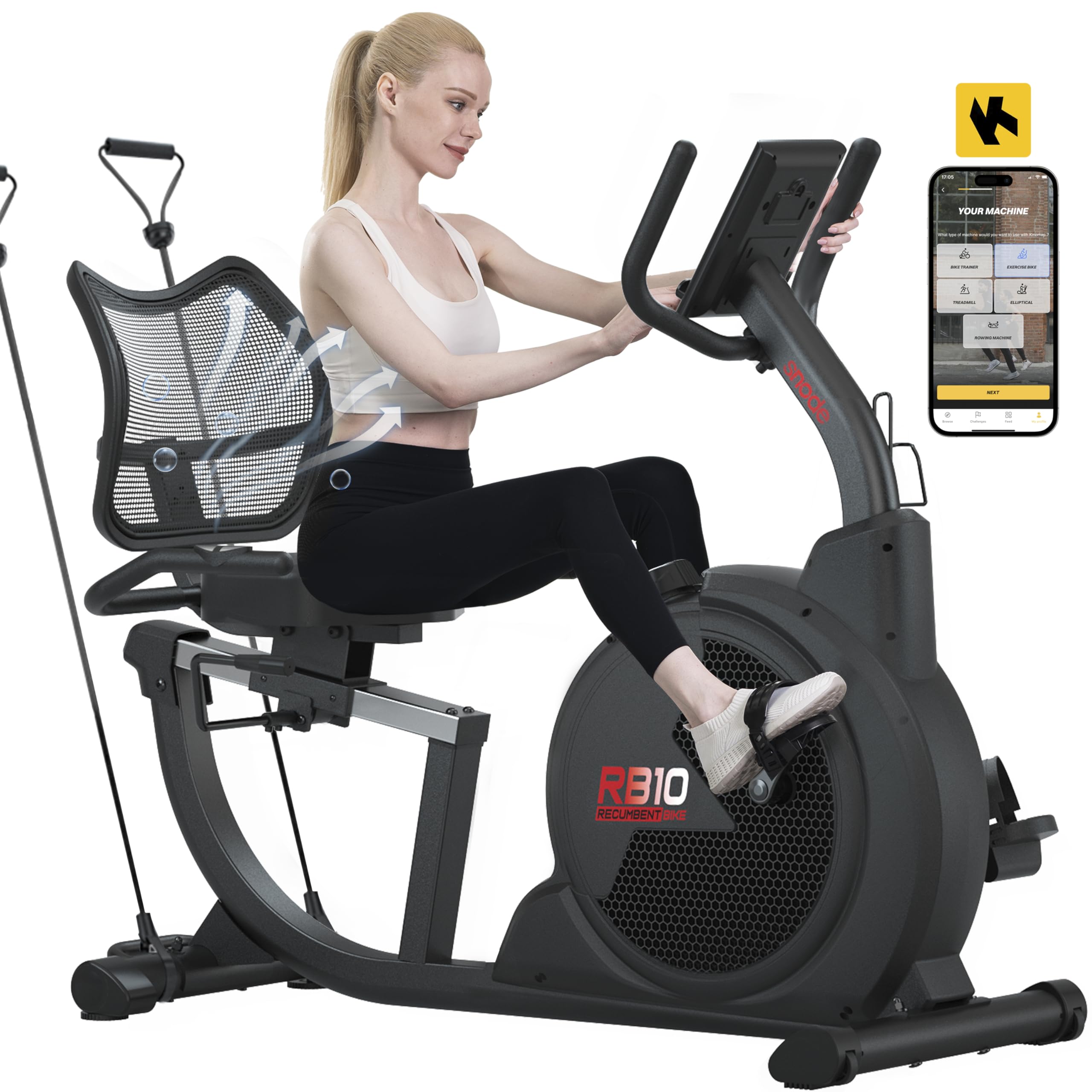 SNODE Magnetic Recumbent Exercise Bike for Home, Recumbent Bike for ...