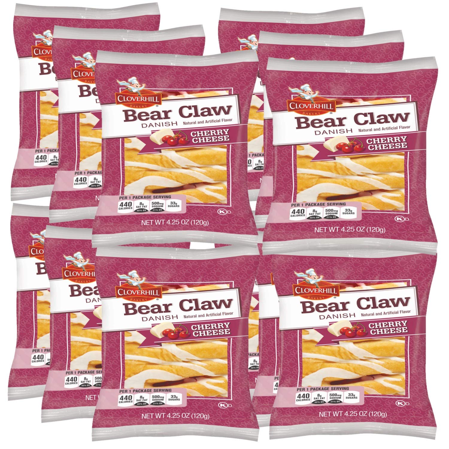 Amazon.com: Cloverhill Cherry Cheese Bear Claws | Individually Packaged ...