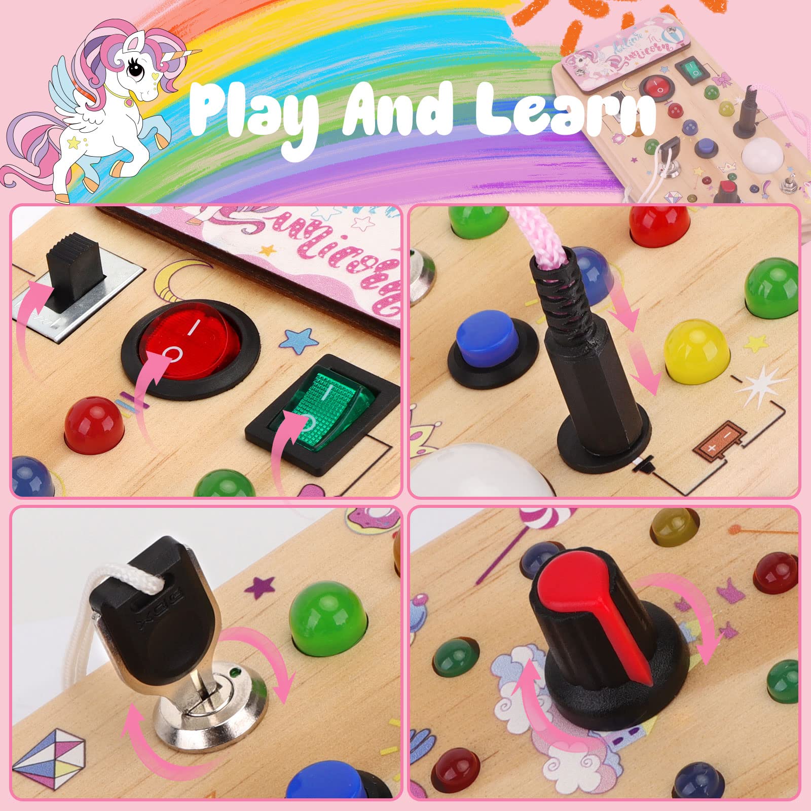 Unicorn Wooden Busy Board...B0BKZ8SYZX | Encarguelo.com.ec