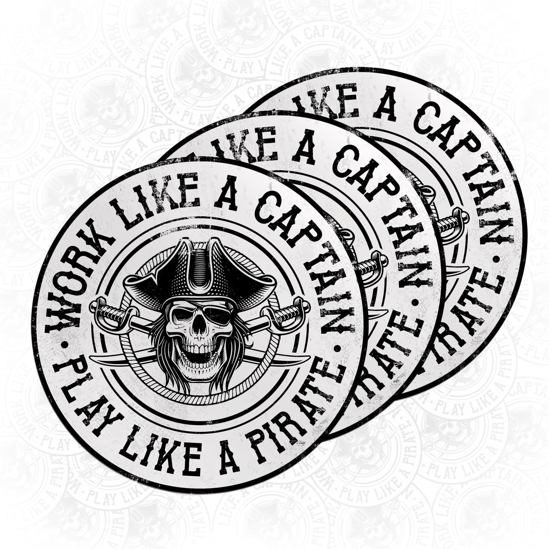 Amazon.com - Work Like A Captain, Play Like A Pirate Vinyl Waterproof ...