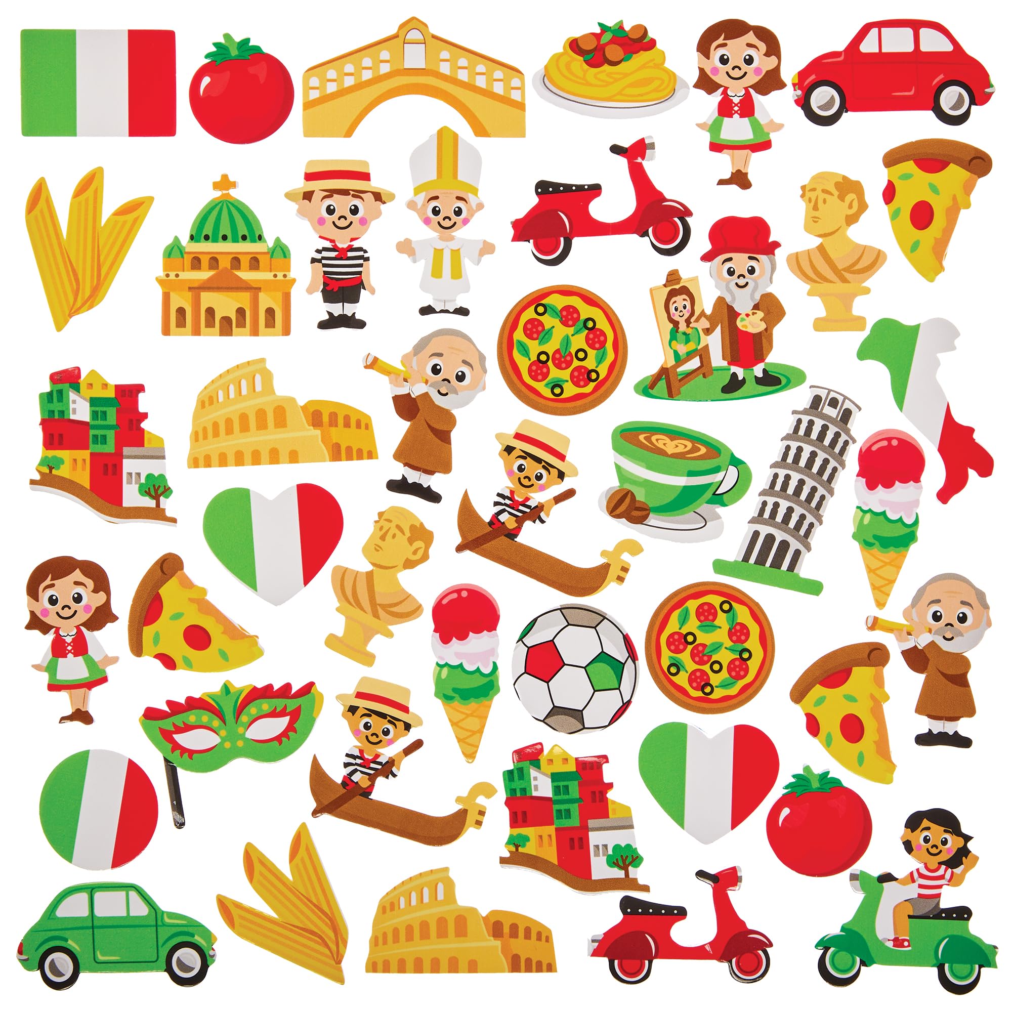 Baker Ross FN044 Italy Foam Stickers – Pack of 150, Italian Stickers ...