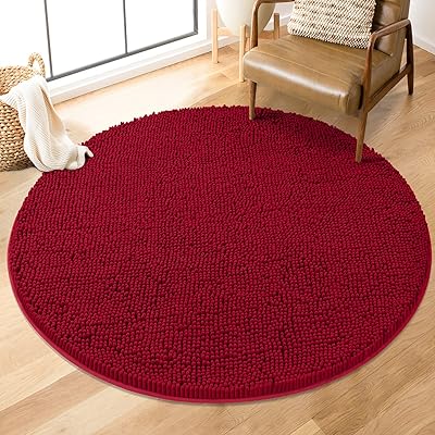 Amazon.com: Soft Plush Chenille Round Bathroom and Area Rug, Absorbent ...