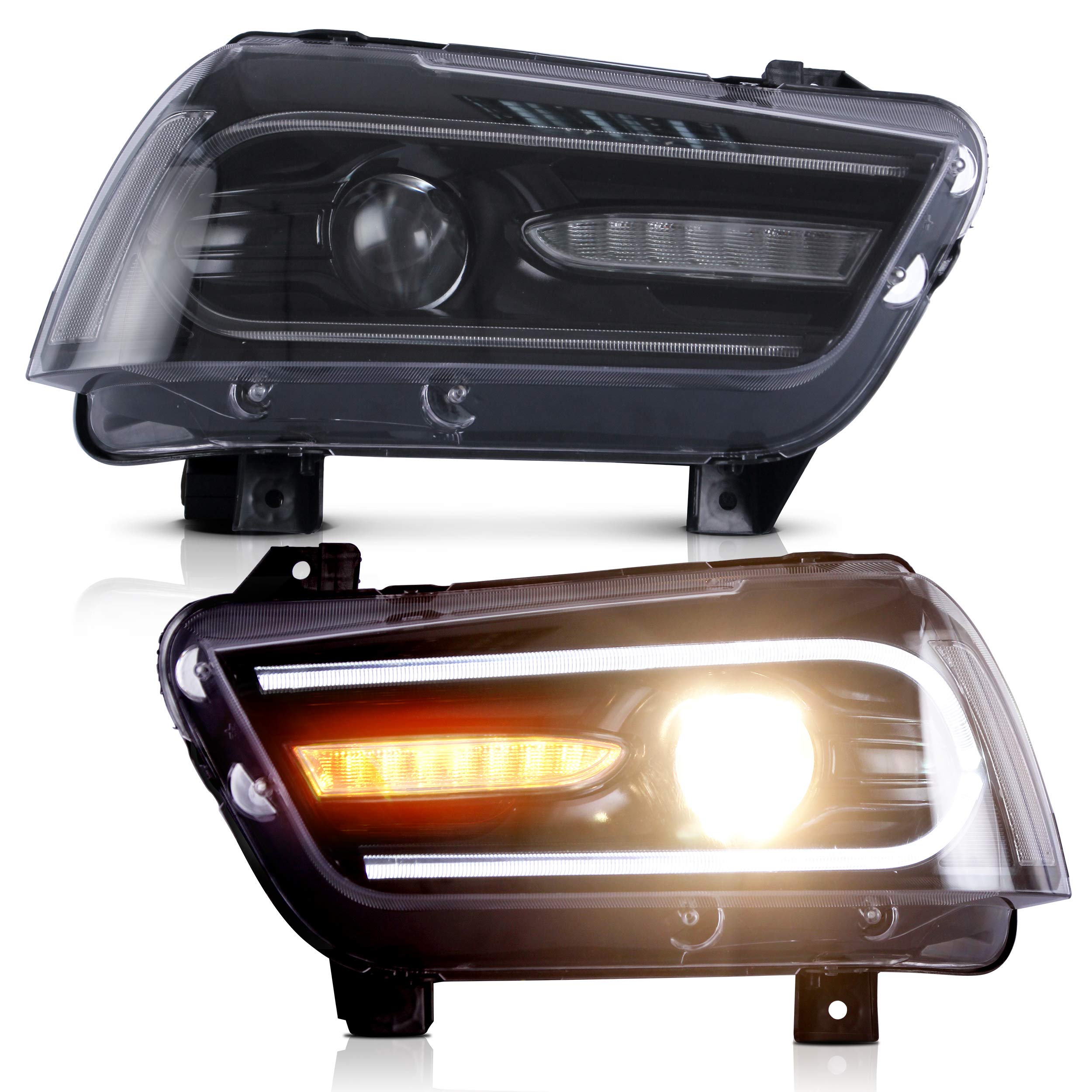 Buy VLAND Headlight Assembly Fit for Dodge Charger 2011 2012 2013 2014 ...