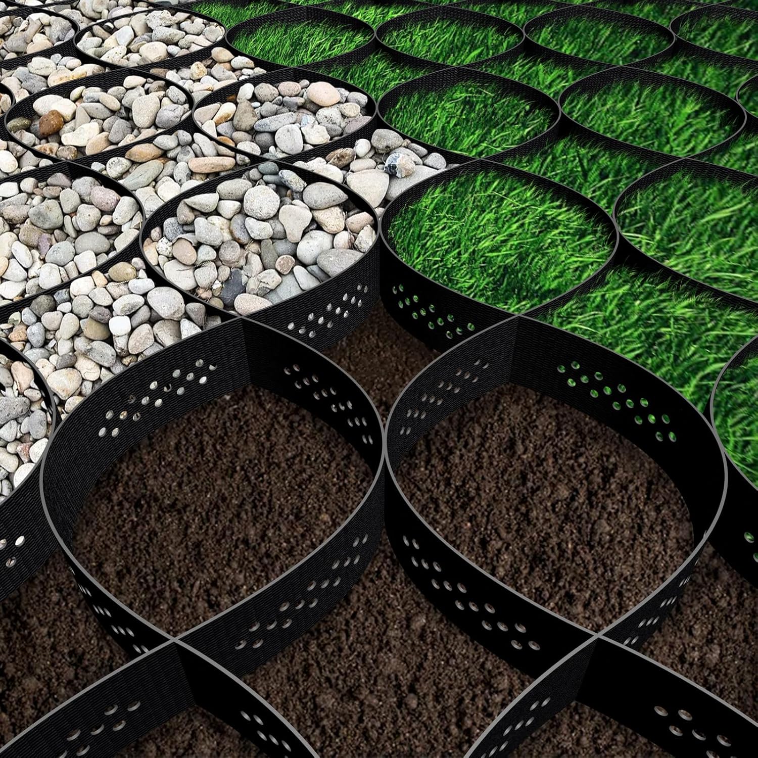 Amazon.com : Suninlife Geo Grid Ground Grid 3" Thick Gravel Geo Cell ...