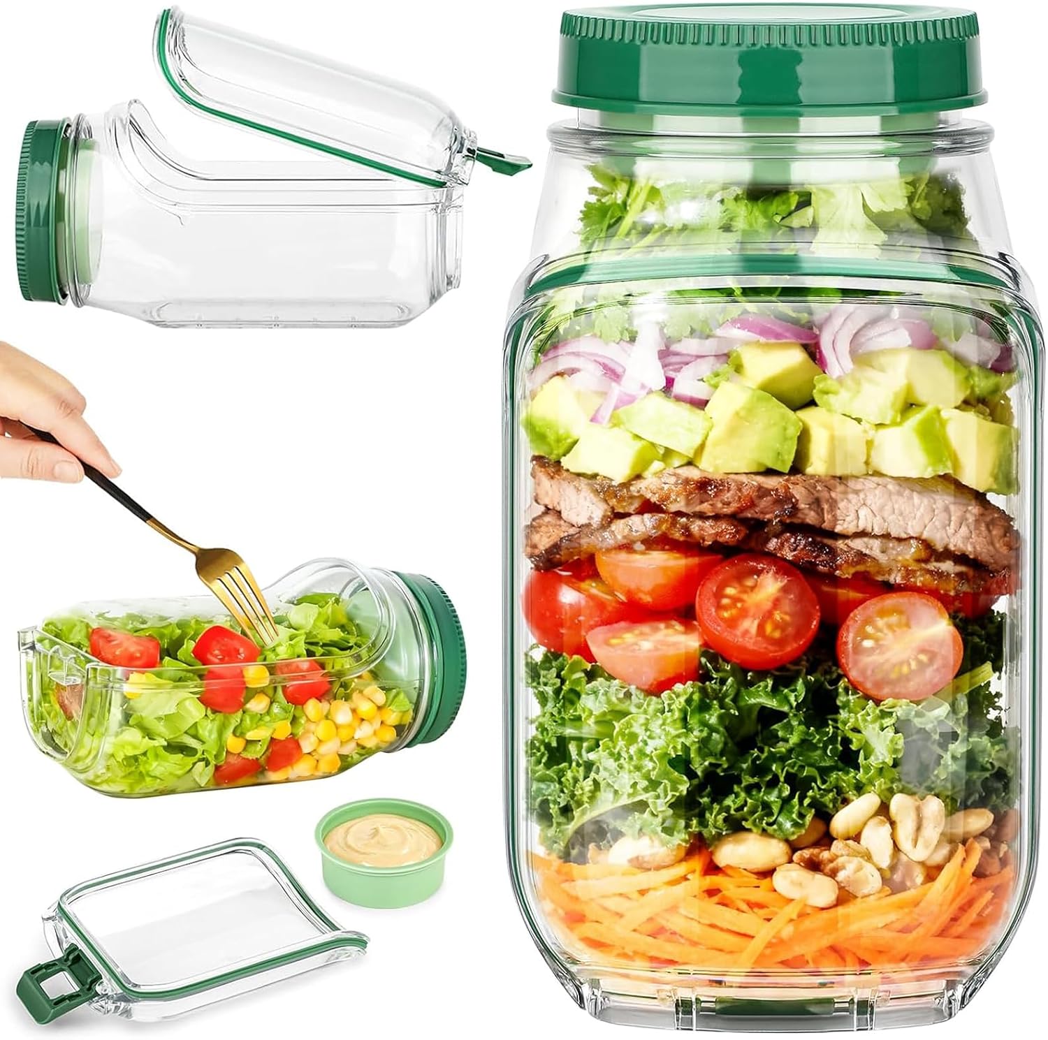 Amazon.com: KUNAL Salad Pod,Portable Salad Jar with Side Opening ...