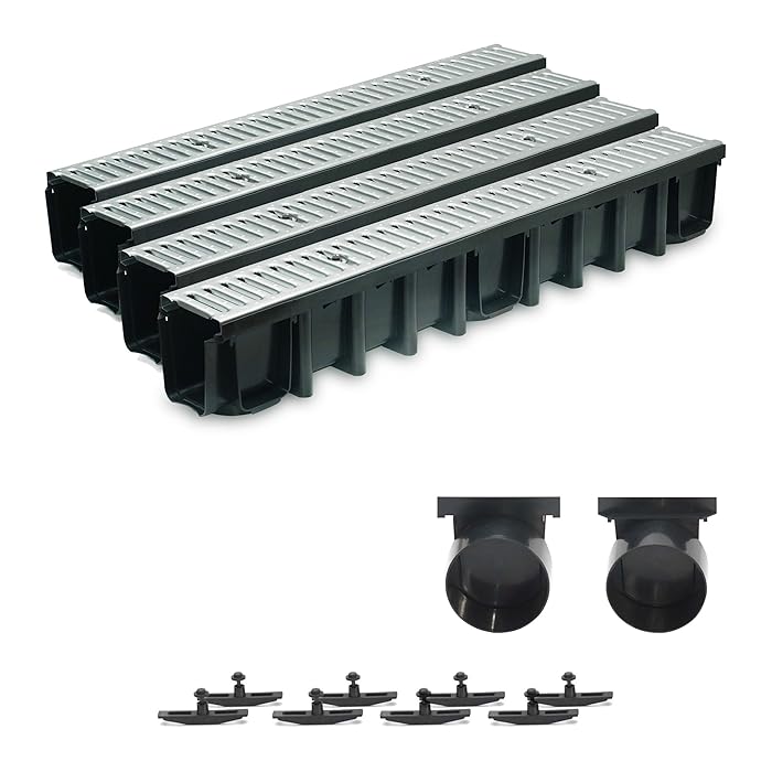 Buy 4 m Drainage Channel Terrace Channel Galvanised Steel Grate ...