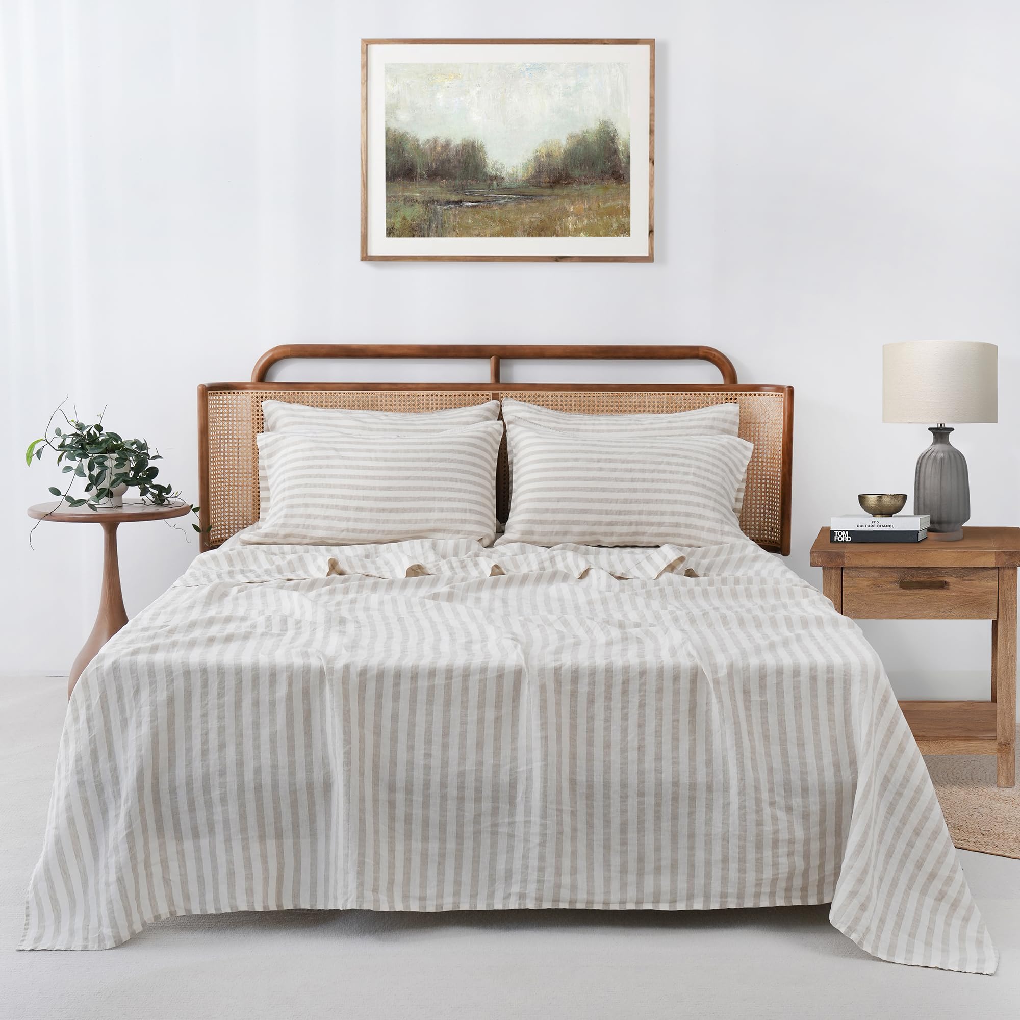 Amazon.com: S VICTORY SYMBOL 100% Organic Linen Sheets Set,Yarn Dyed ...