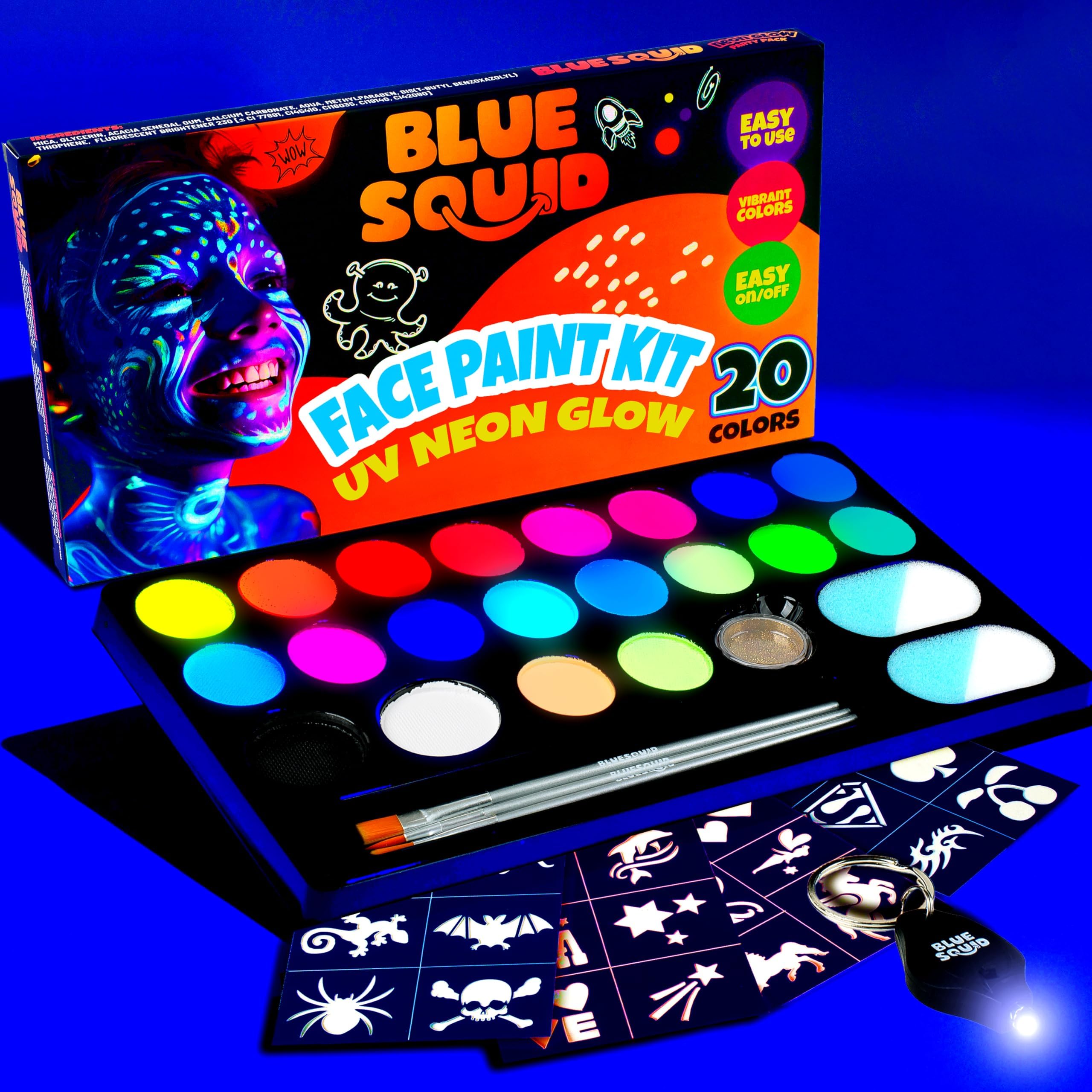 Amazon.com: Blue Squid Face Painting Kit for Kids – UV Neon Glow Colors ...