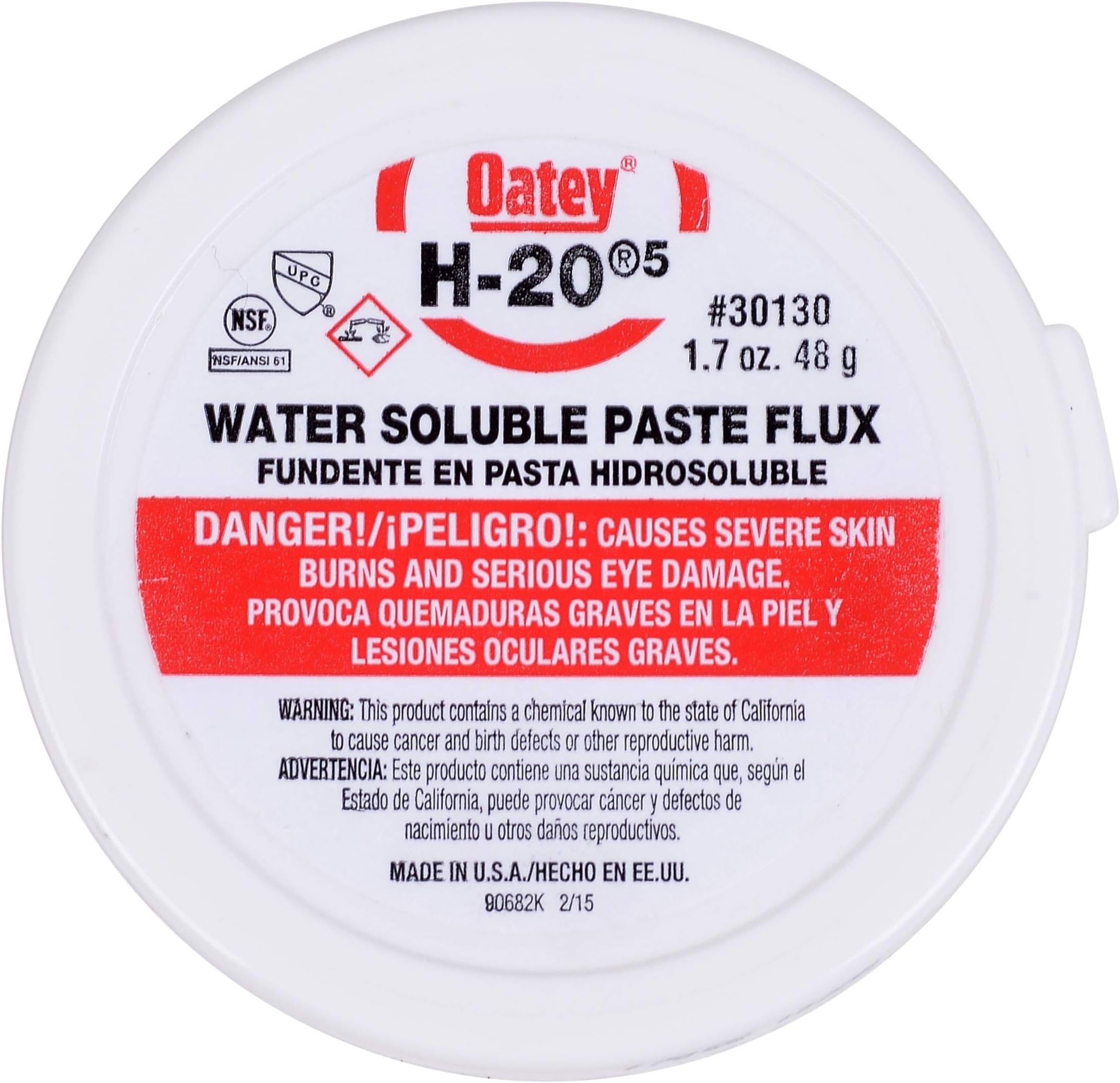 Oatey 30131 H-205 Water Soluble Flux, 4 Oz, Paste, Off-White To, 4 ...
