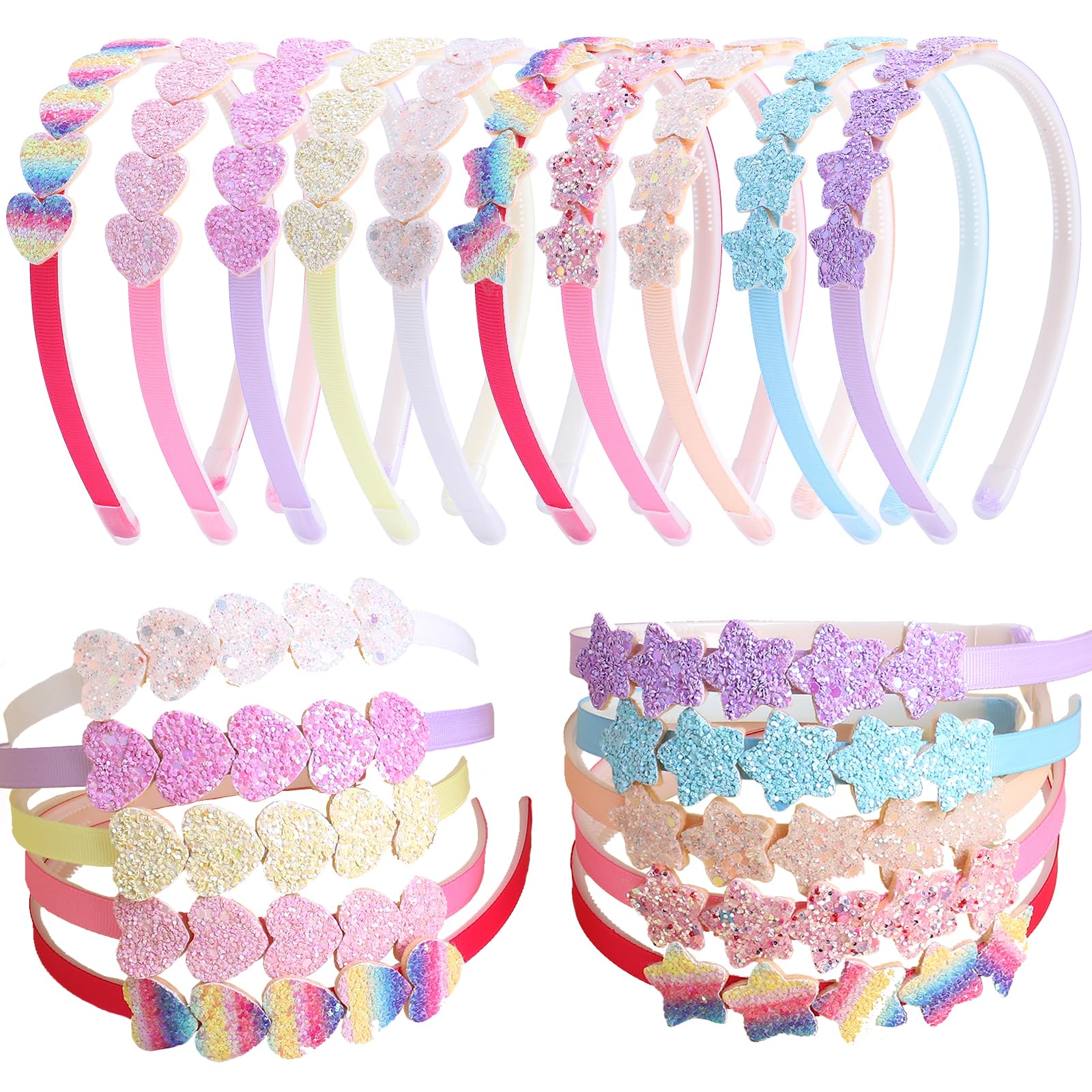 Amazon.com: Fishdown Headband for Kids Girls, 10Pcs Rainbow Glitter ...