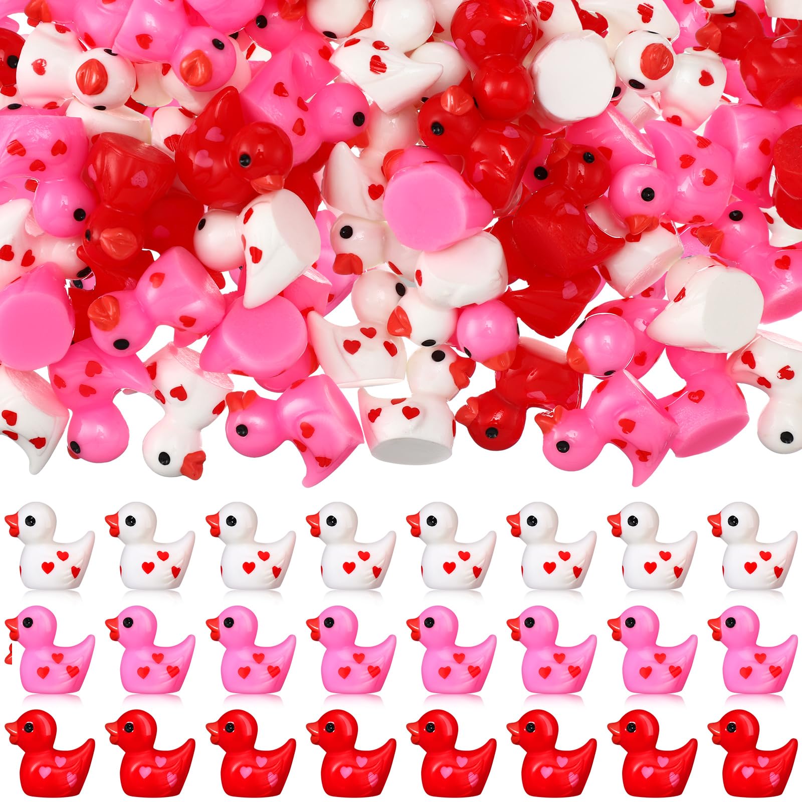 Amazon.com: Realspring 100 Pcs Valentine's Day Heart Ducks Mini Resin ...